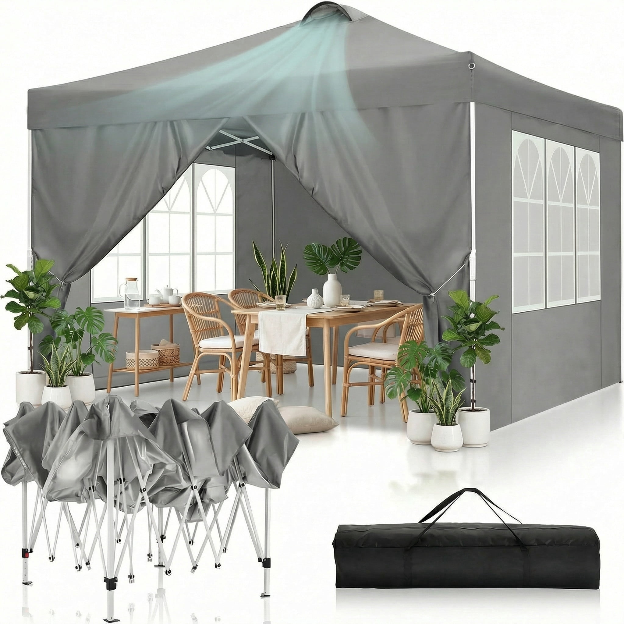 COBIZI 10x10 EZ Pop Up Canopy Gazebo with Sidewalls Waterproof UV ...