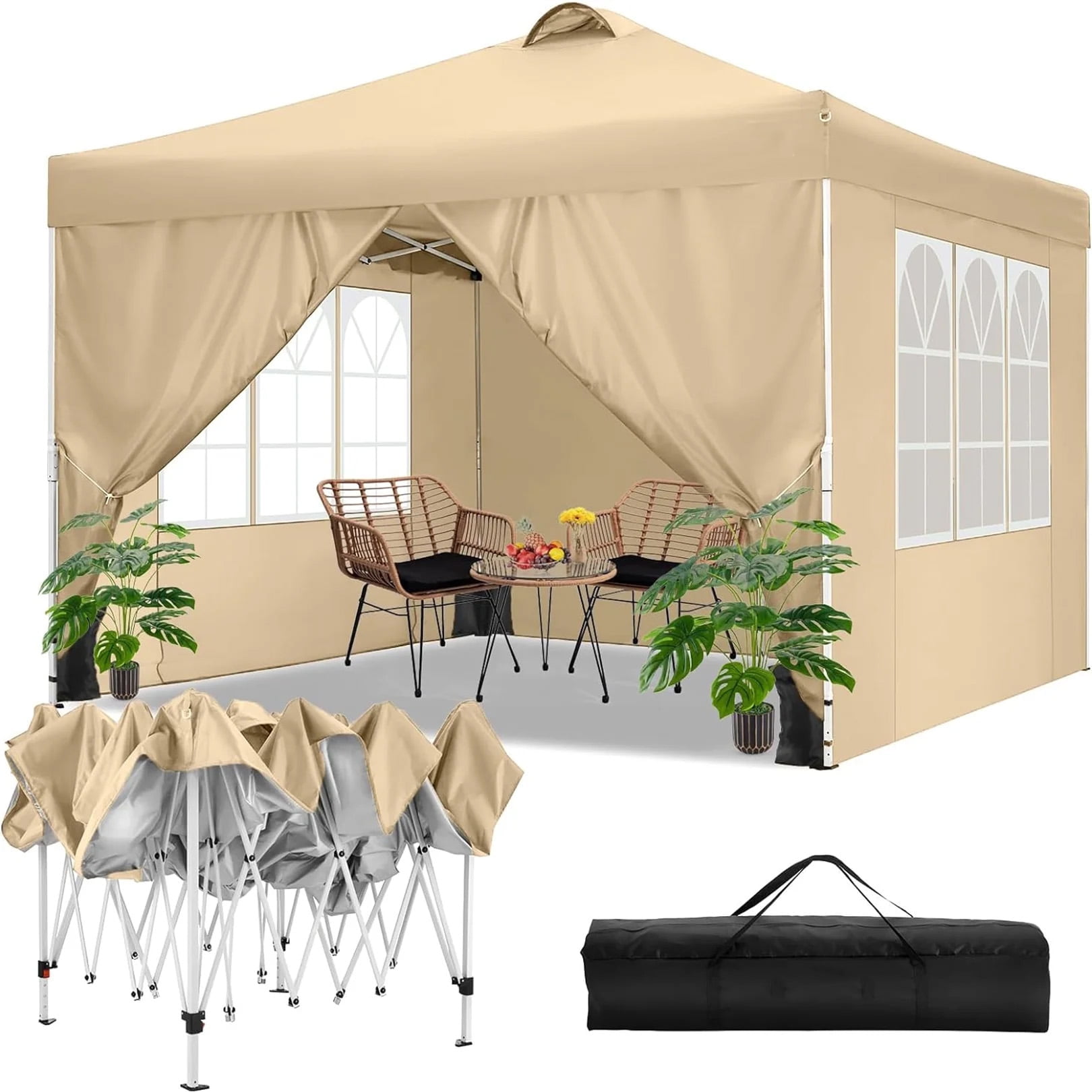 COBIZI 10x10 EZ Pop Up Canopy Tent with Sidewalls,Party Canopy Instant ...