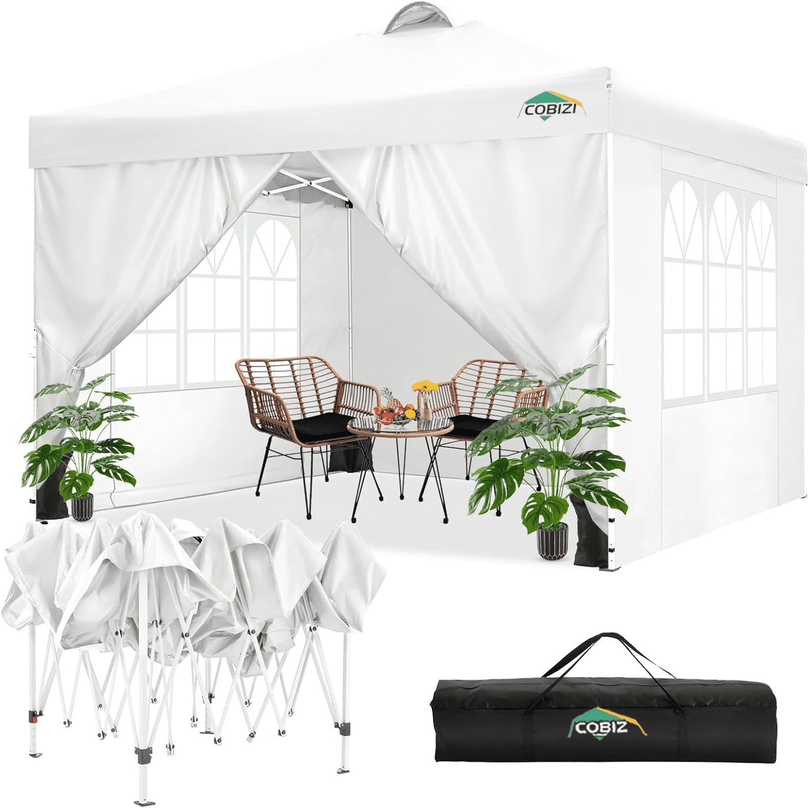 COBIZI 10x10 EZ Pop Up Canopy for Outside with Sidewalls,Pop Up Canopy ...