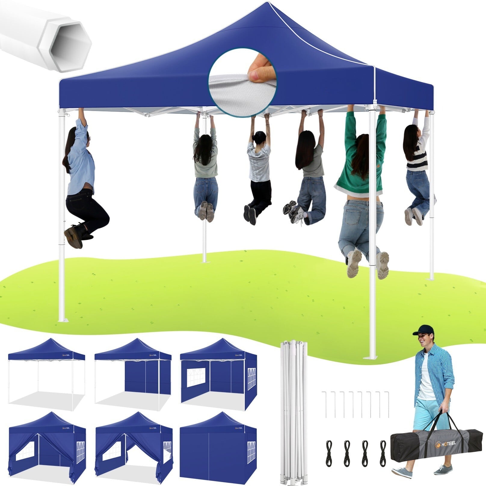 COBIZI 10x10 Heavy Duty Pop Up Canopy Tent with 4 Sidewalls, Commercial ...