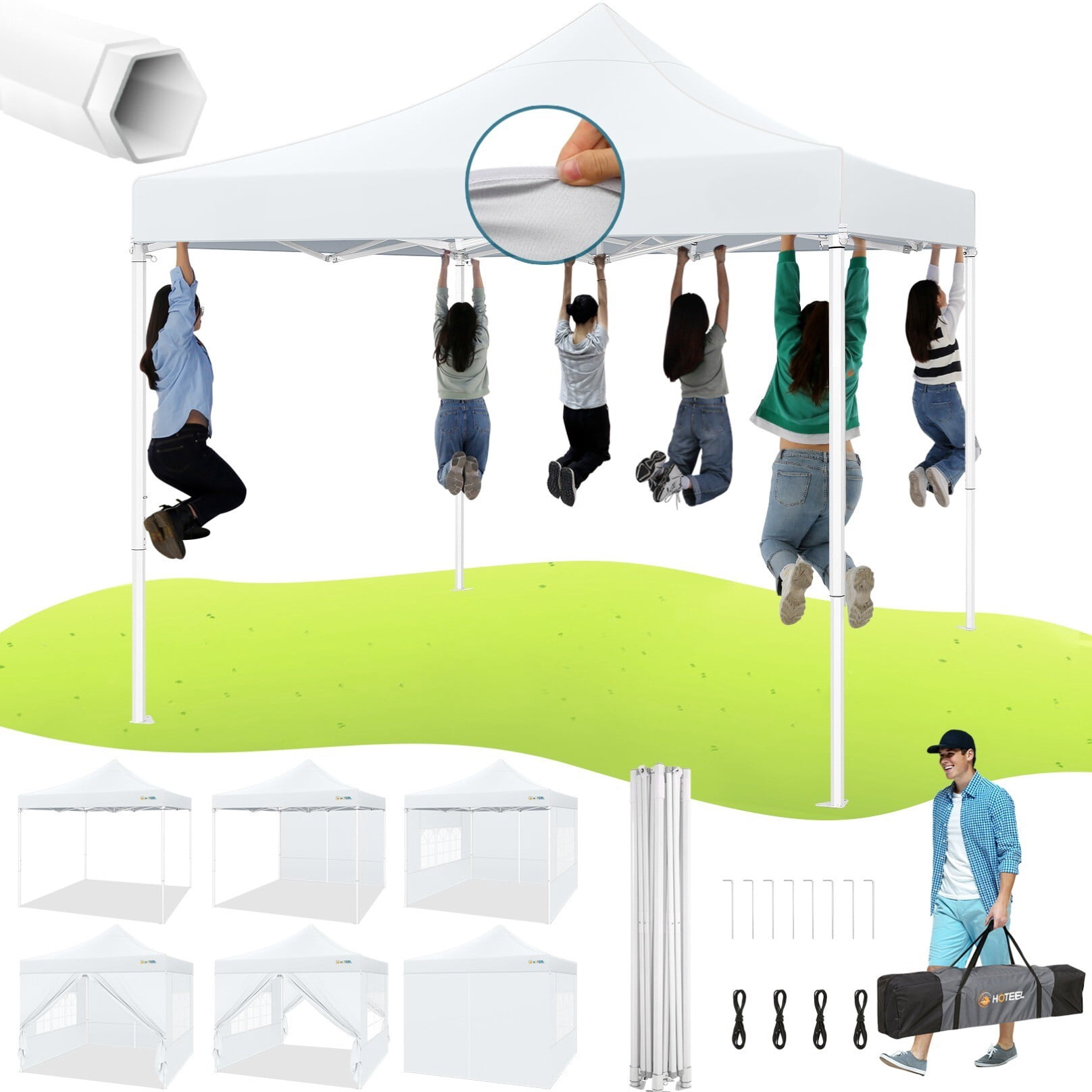 COBIZI 10x10 Heavy Duty Pop Up Canopy Tent with 4 Sidewalls, Commercial ...