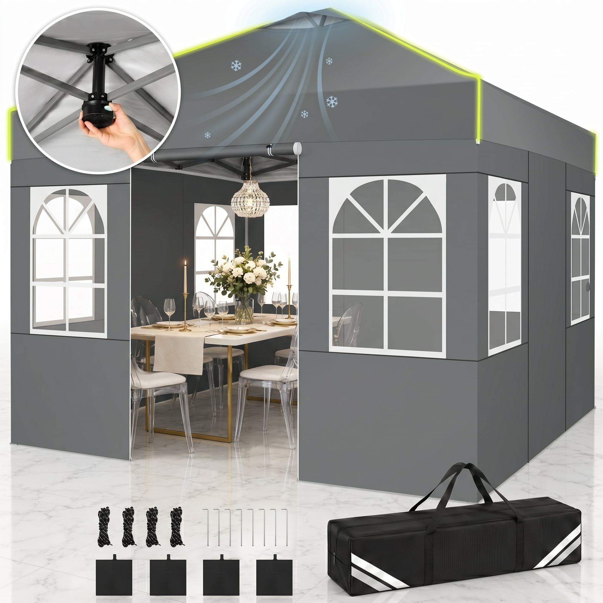 COBIZI 10x10 Pop Up Canopy Tent with 4 Sidewalls, One-Push Setup, Glow ...