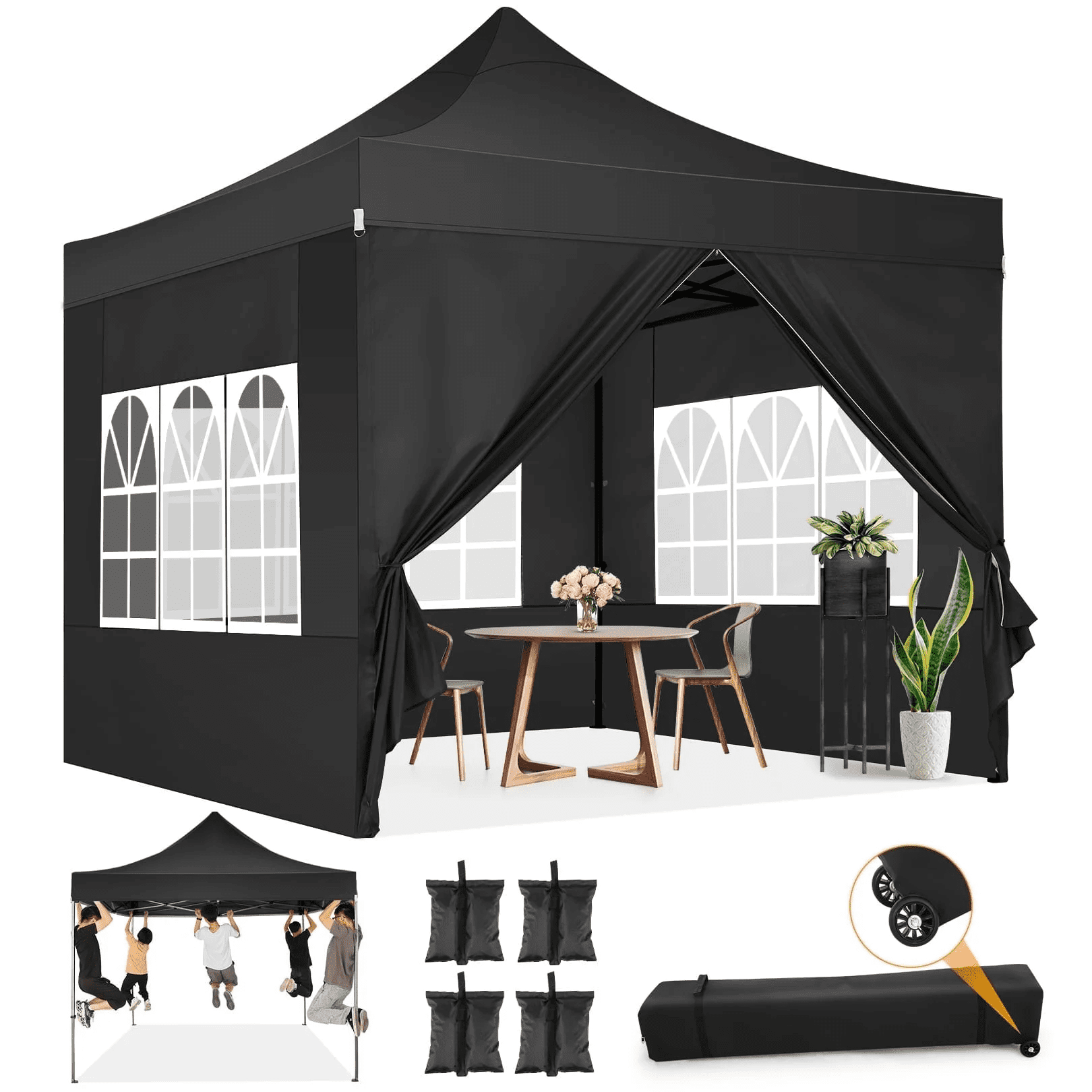 COBIZI 10x10 Pop up Canopy Commercial Heavy Duty Canopy Tent with 4 ...