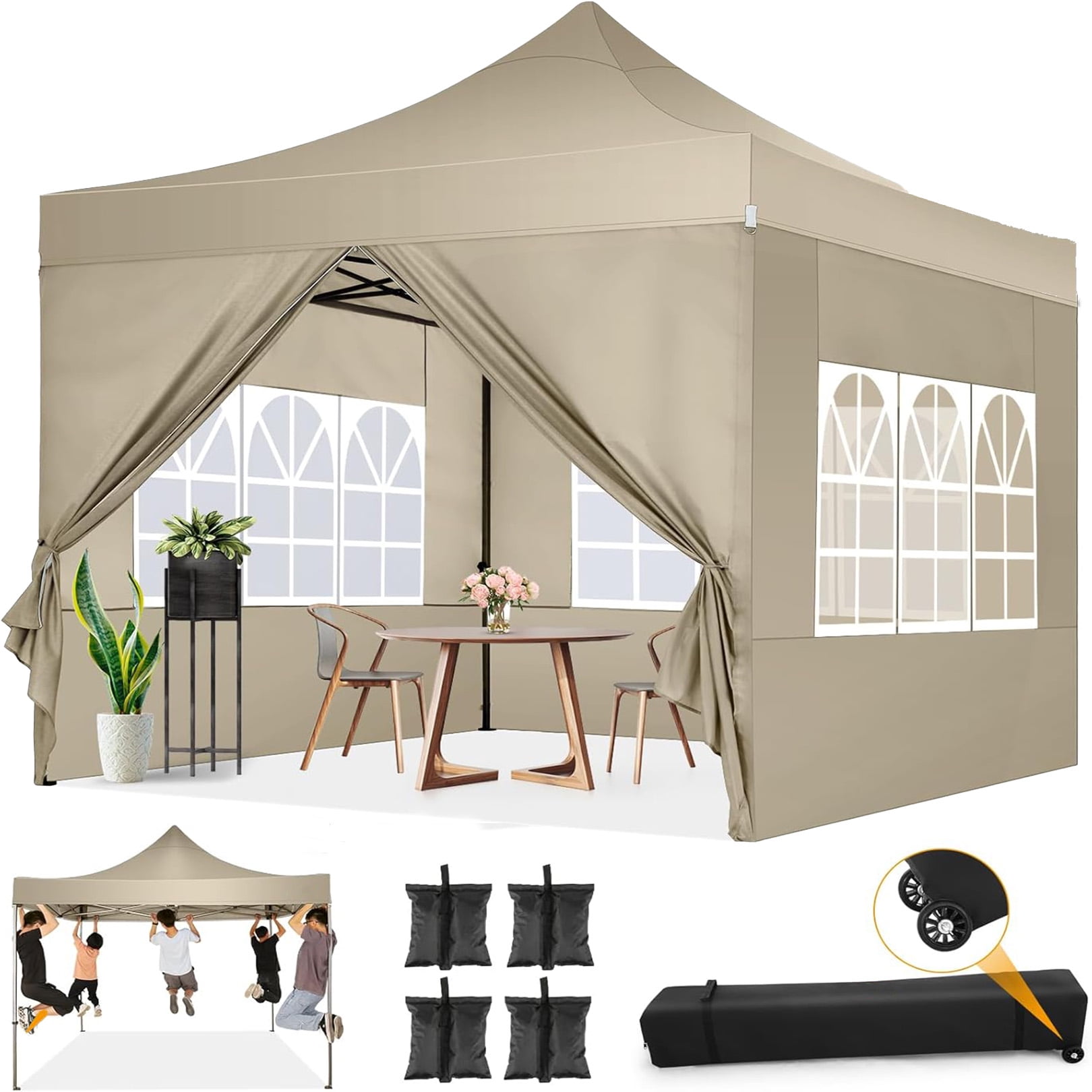 COBIZI 10x10 Pop up Canopy Commercial Heavy Duty Canopy Tent with 4 ...