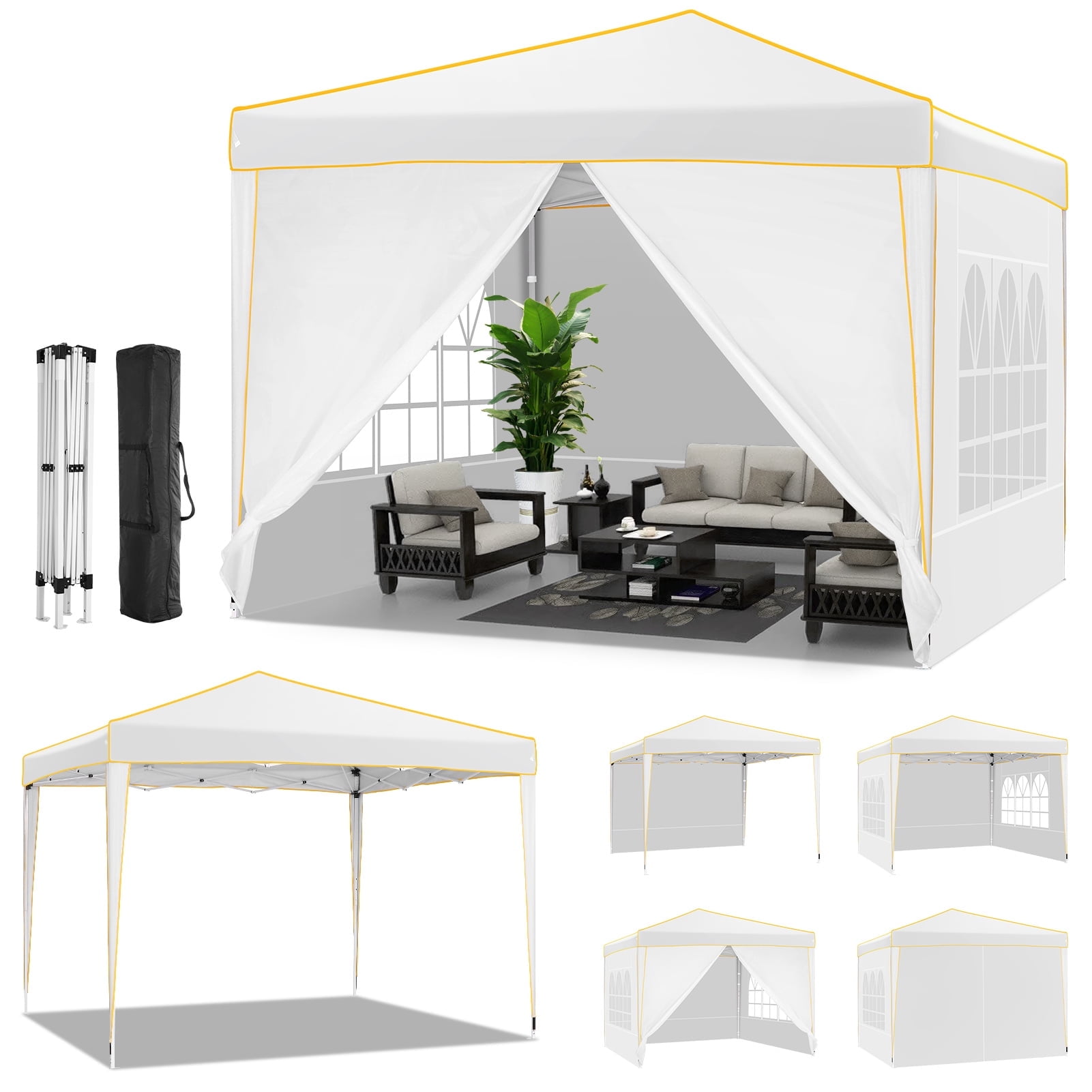 COBIZI 10x10 Pop up Canopy, Easy up Gazebos, Ez up Canopy with Church ...