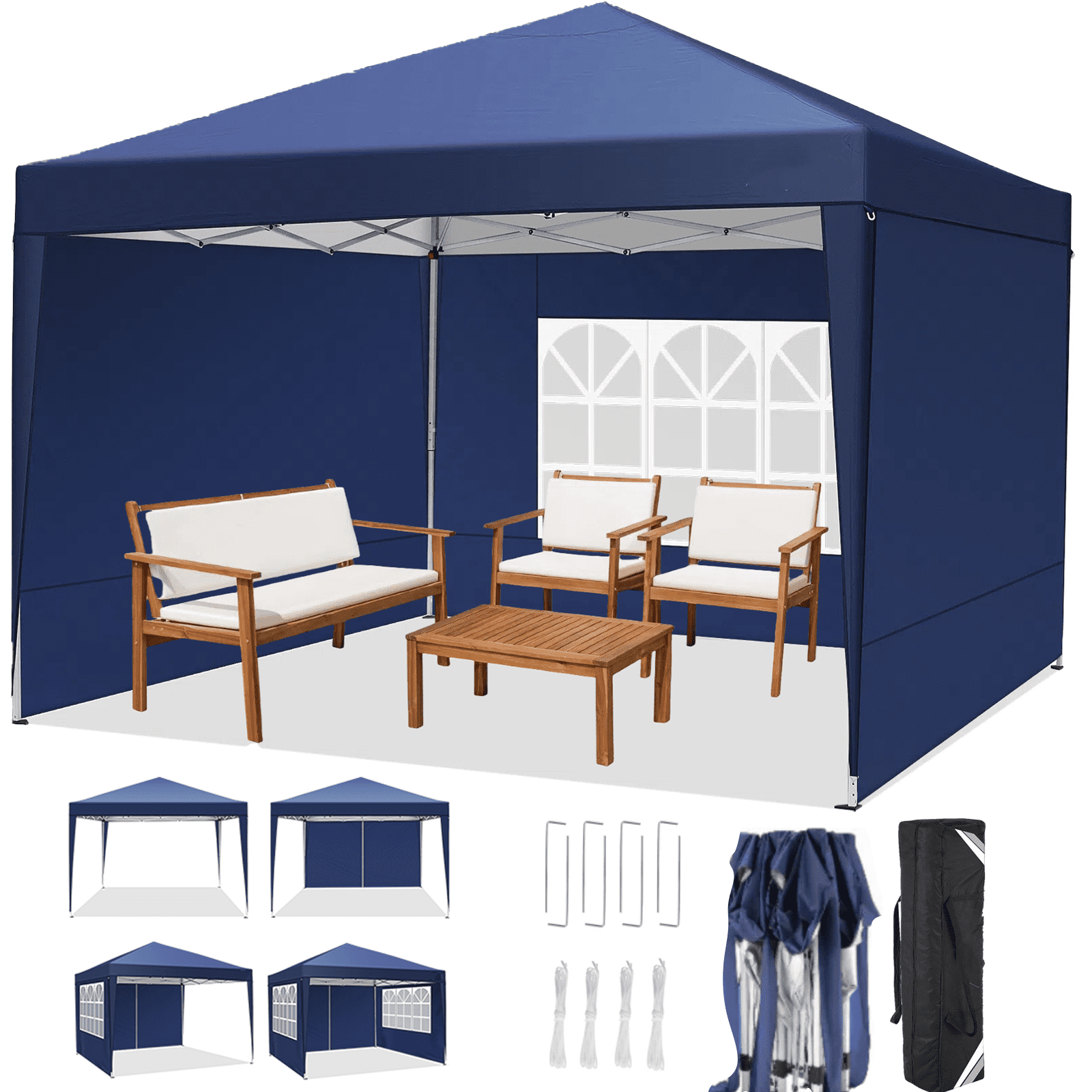 COBIZI 10x10 Pop up Canopy with Sidewalls Waterproof Canopy Tent for ...