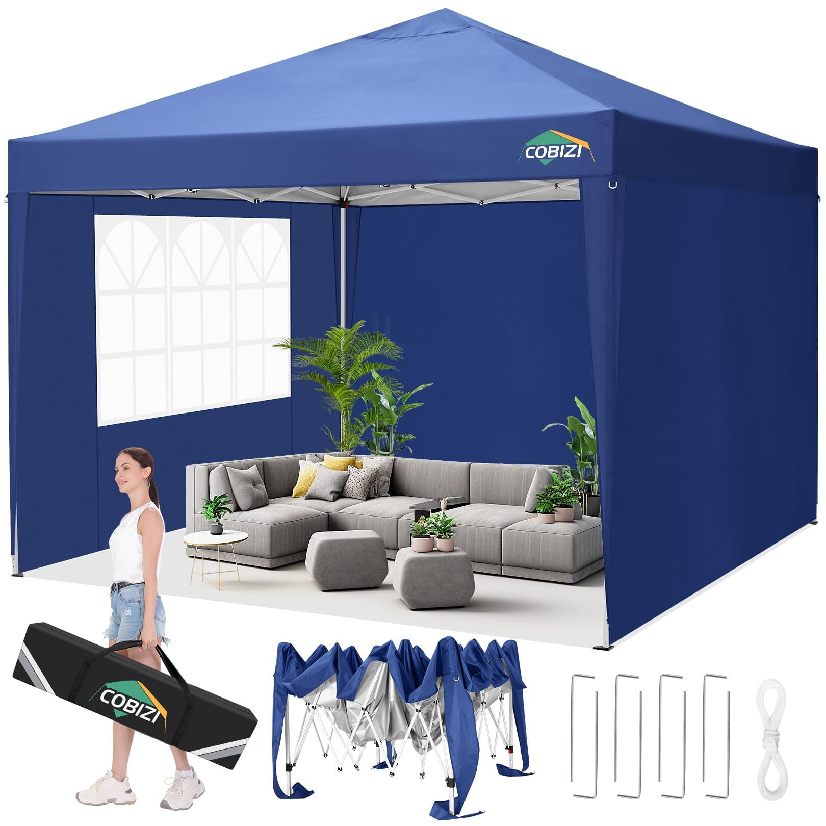 COBIZI 10x10 Pop Up Canopy Tent with Removable Sidewalls, Waterproof ...