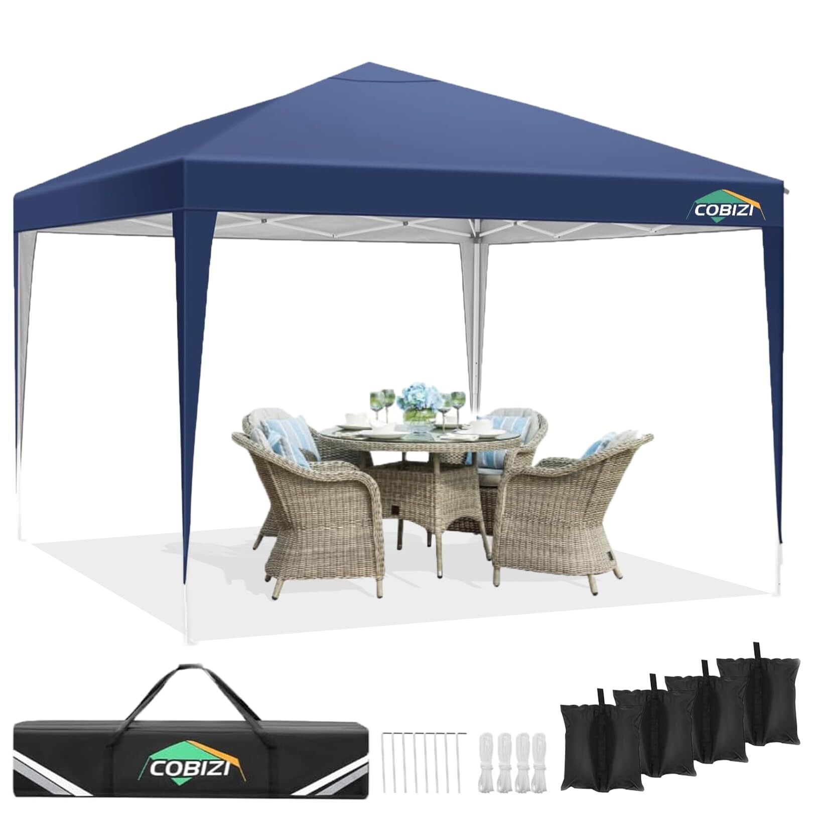 COBIZI 10x10 Pop Up Canopy Tent Without Sidewall, UPF 50+ Waterproof ...