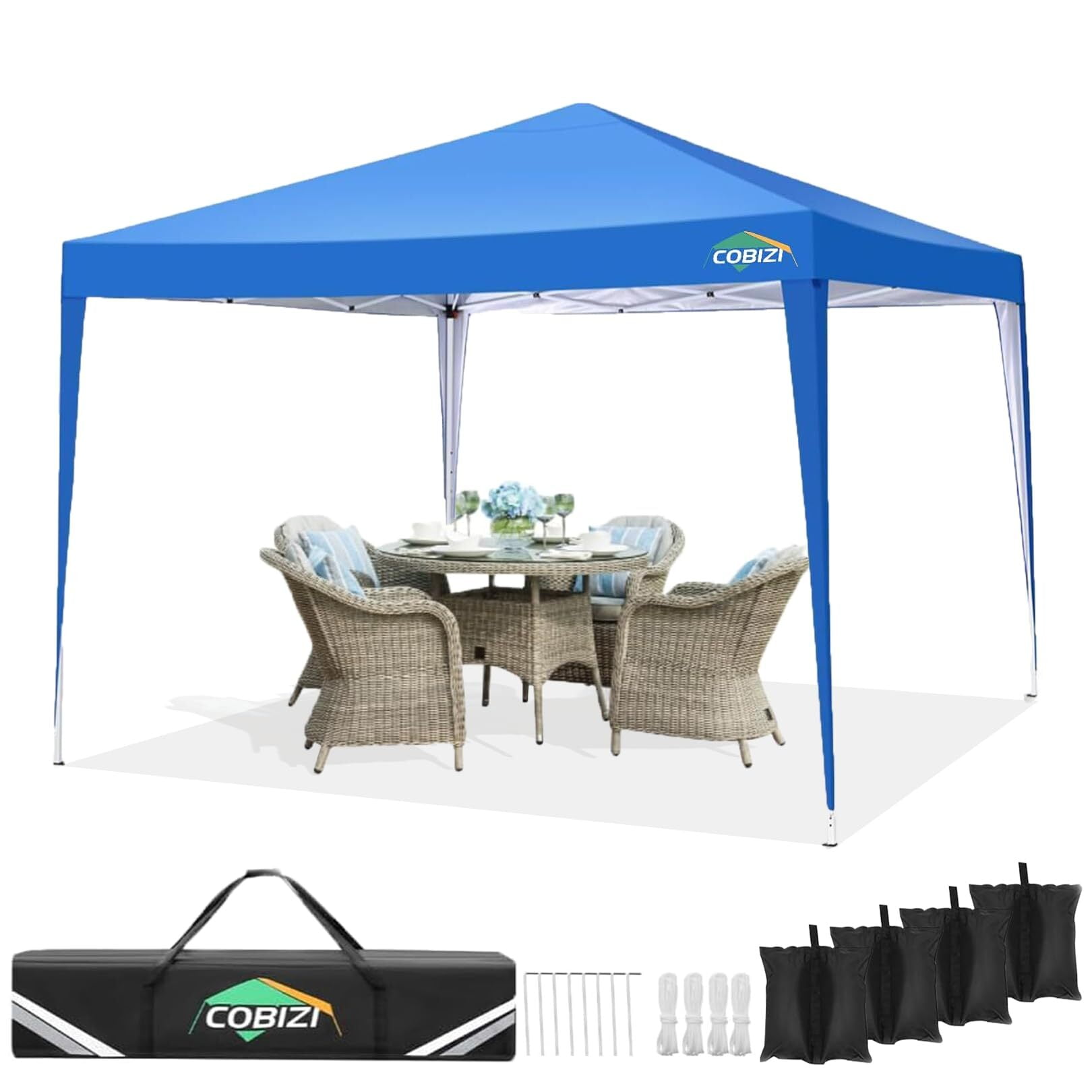 COBIZI 10x10 Pop Up Canopy Tent Without Sidewall, UPF 50+ Waterproof Outdoor Canopy, Instant ...