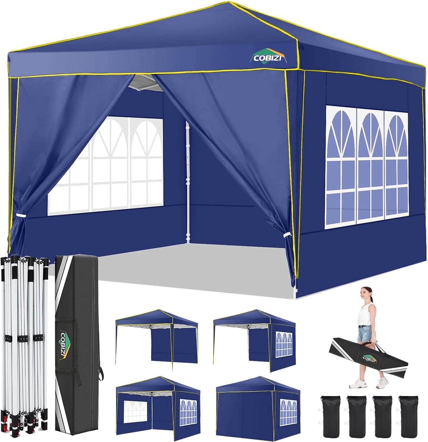 COBIZI 10x10 Pop up Tent,Easy Pop up Tent Gazebo,Portable Ez up Canopy ...