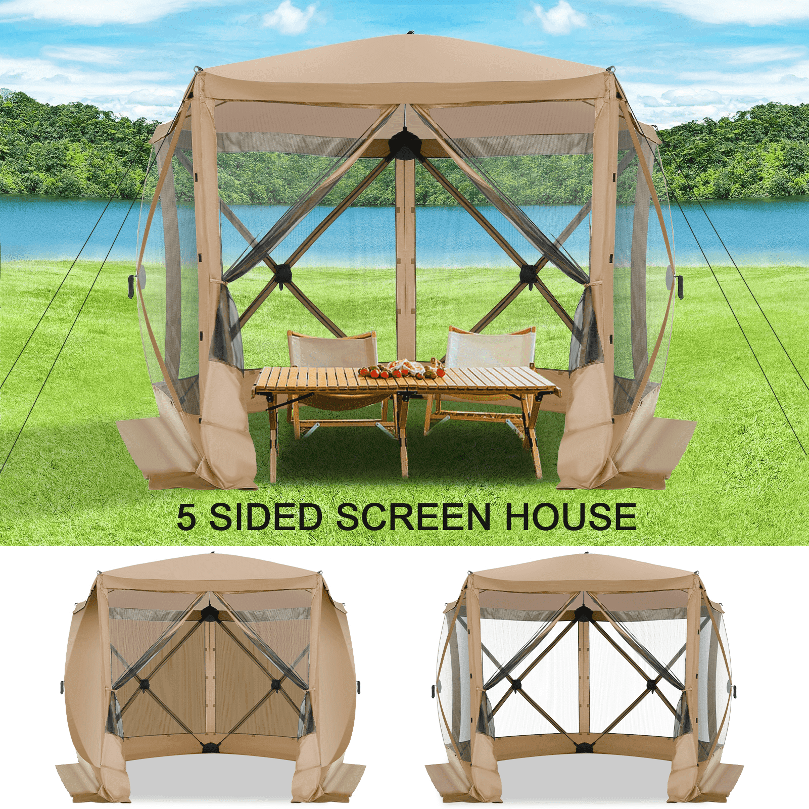 COBIZI 10x10 Screen House Pop up Gazebo Screen Tent for Camping,5 Sided ...