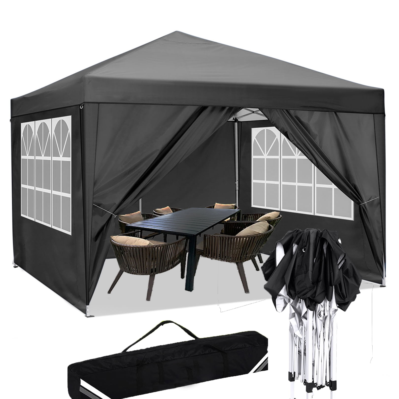 COBIZI Waterproof 10x10 Pop Up Canopy with Sidewalls, Foldable Outdoor ...