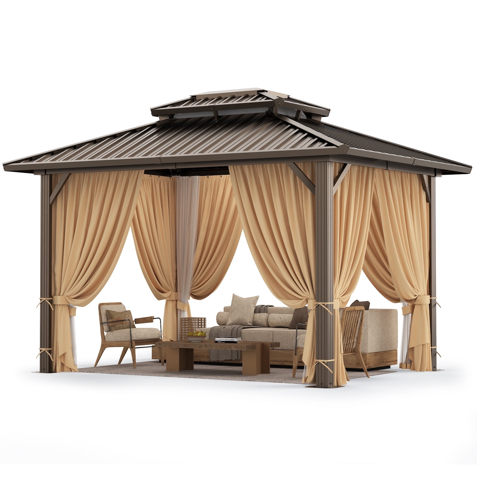 COBIZI 10x12 Hardtop Gazebo Aluminum Gazebos with Galvanized Steel ...