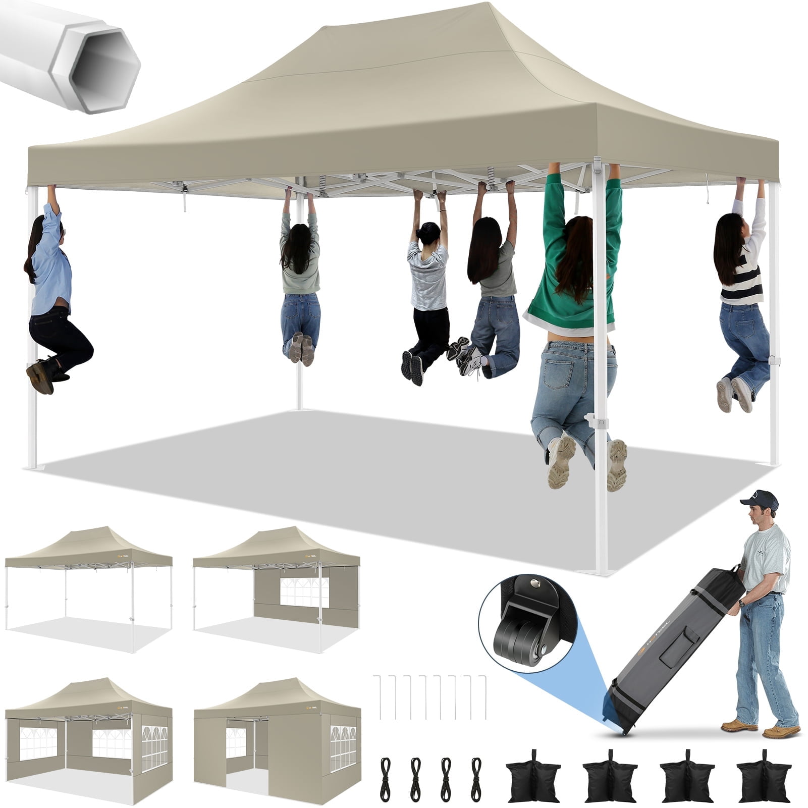 COBIZI 10x15 Canopy Tent with 4 Sidewalls,Heavy Duty Pop Up Canopy Tent ...
