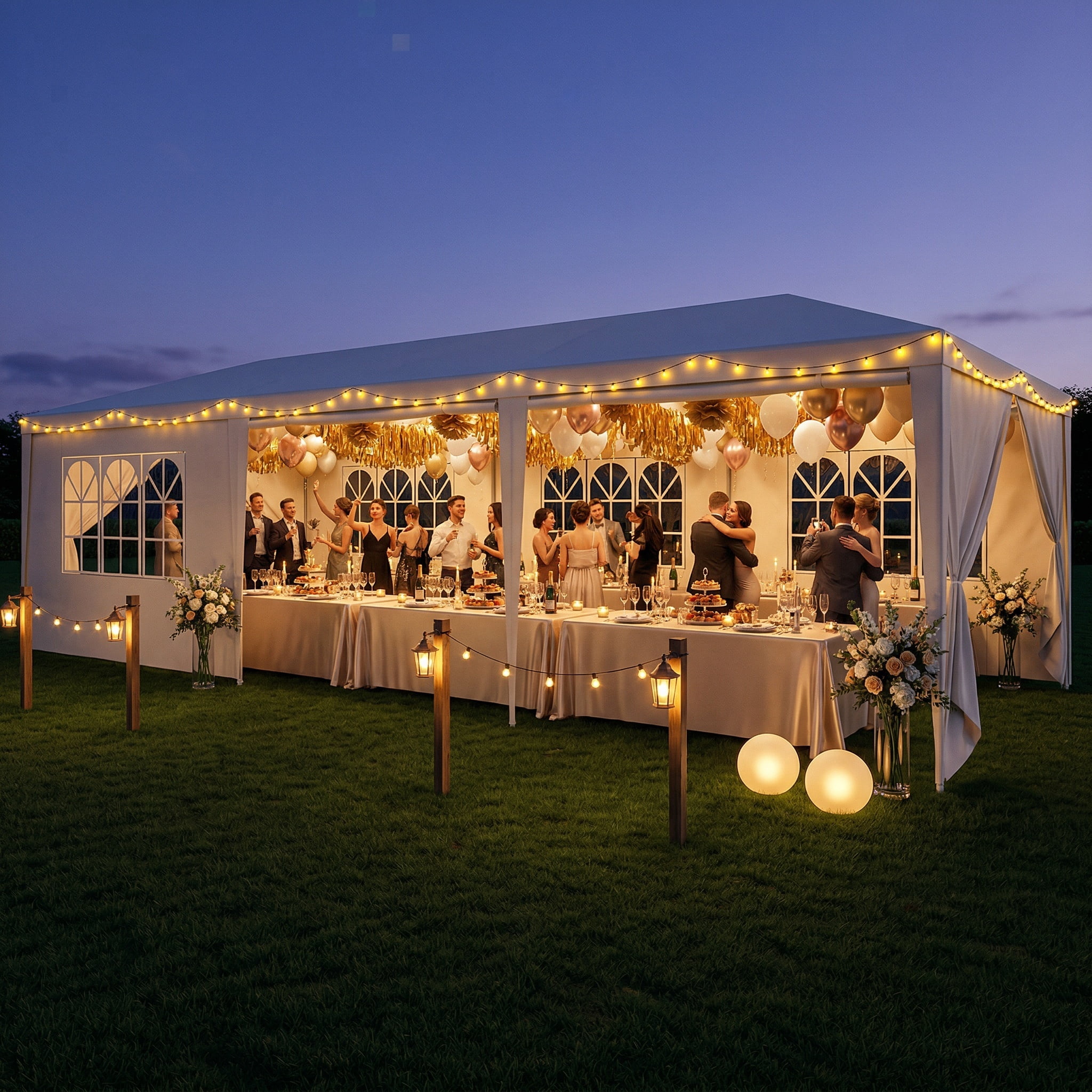 COBIZI 10x30FT Party Tent with 8 Removable Sidewalls, Waterproof ...