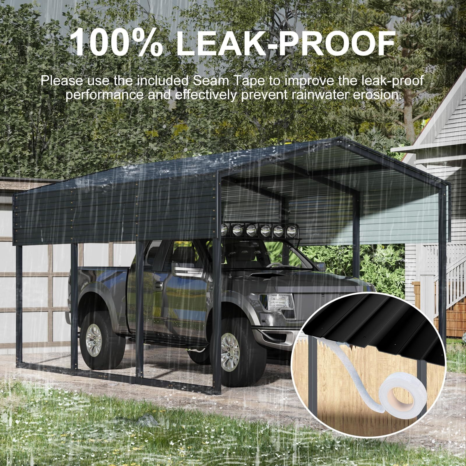 COBIZI 10x15 Heavy-Duty Metal Carport, Outdoor Metal Carport Kit ...