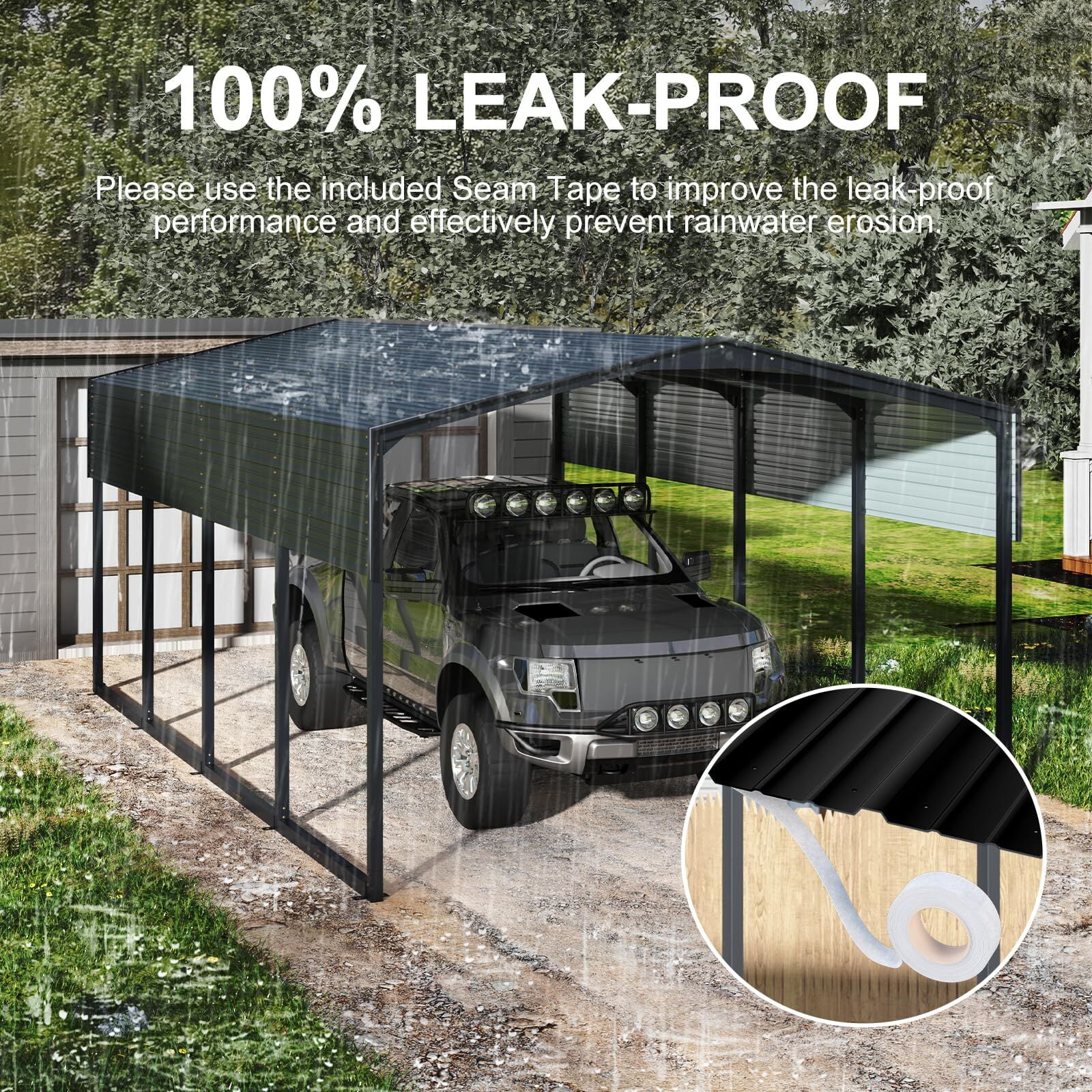 COBIZI 10x15 Heavy-Duty Metal Carport, Outdoor Metal Carport Kit ...