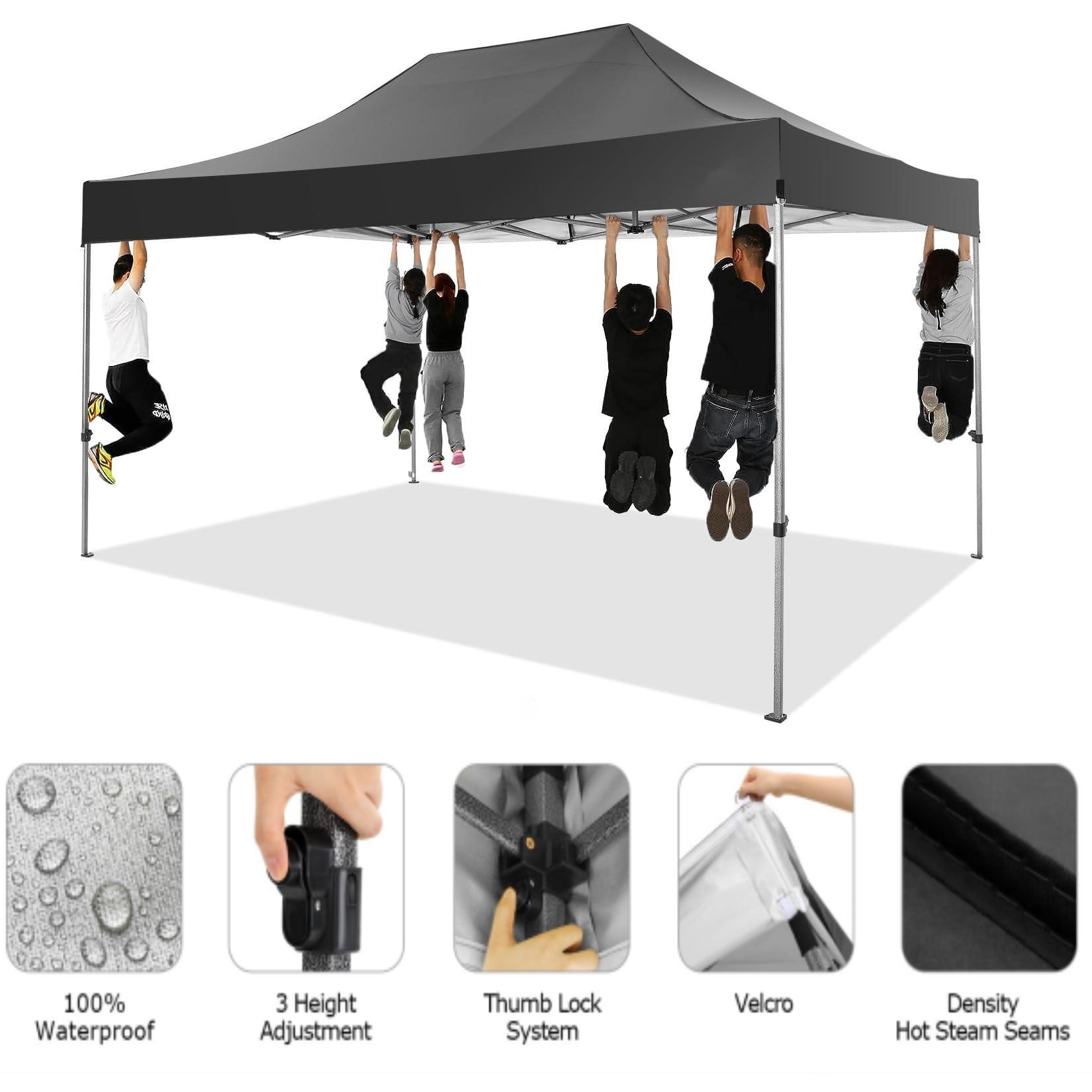 COBIZI 10x15 Heavy Duty Pop up Canopy Tent with 4 Sidewalls,Outdoor ...