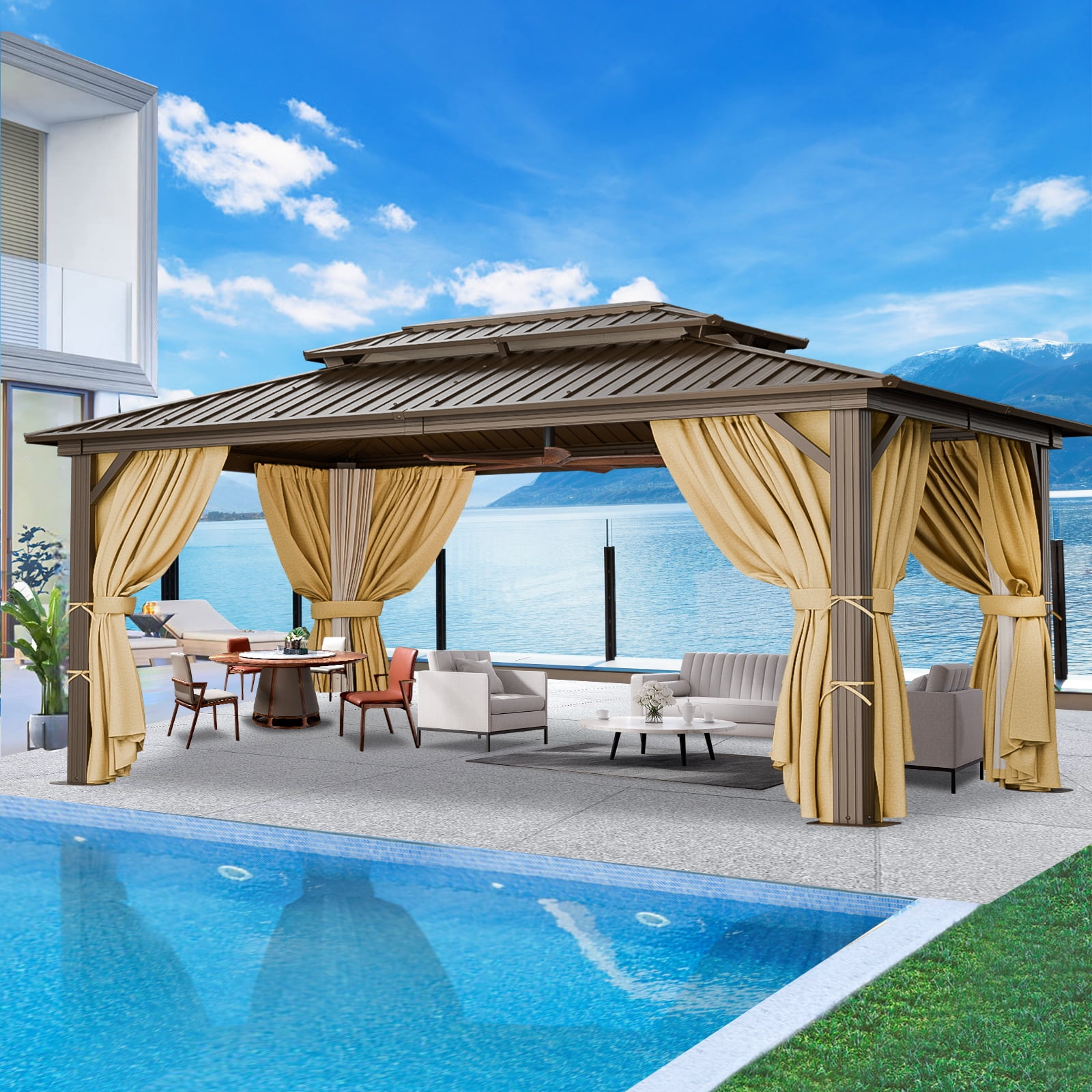 COBIZI 10x15ft Hardtop Gazebo, Polycarbonate Double Roof Aluminum ...