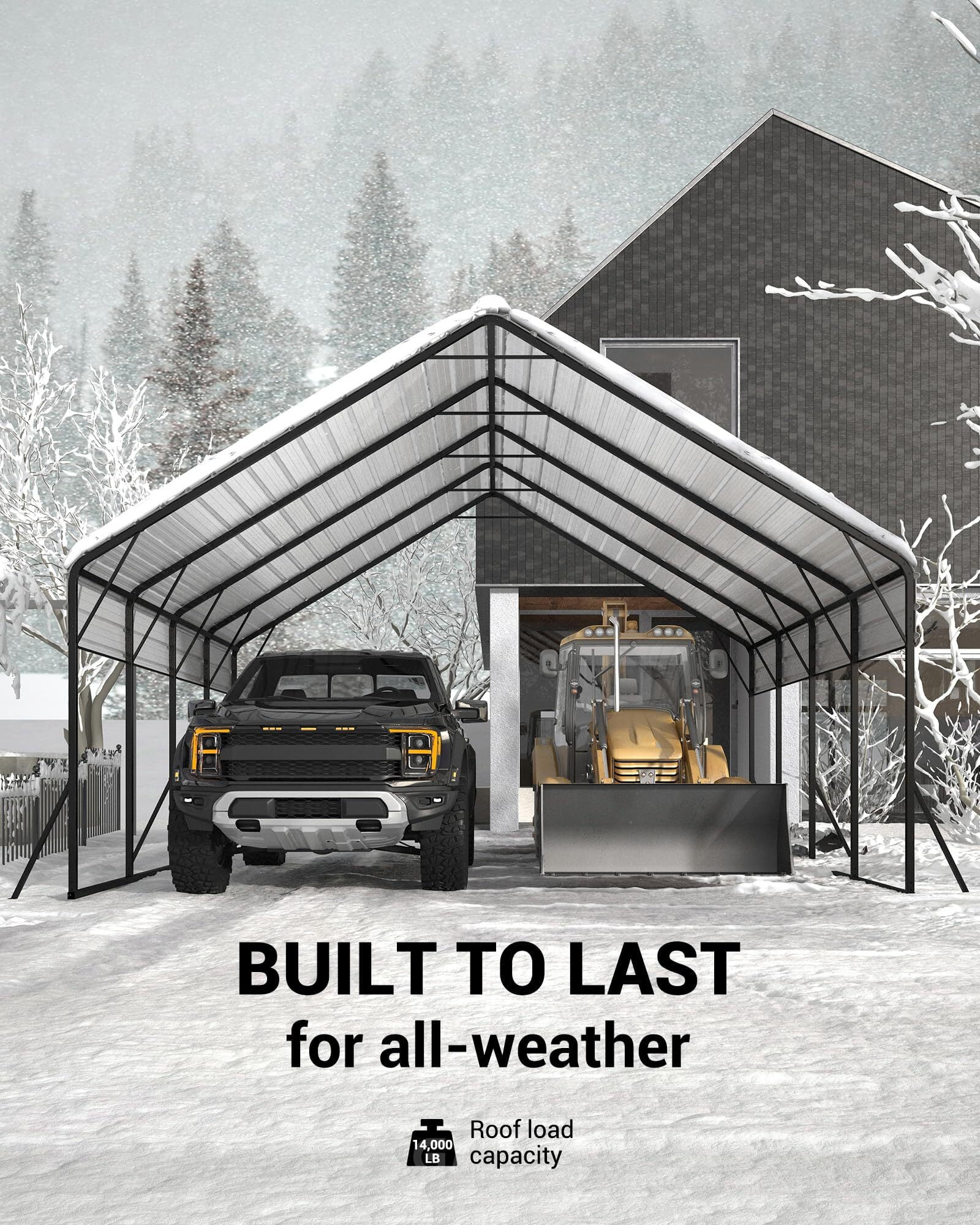 COBIZI 10x20 Heavy-Duty Metal Carport, Outdoor Metal Carport Kit ...