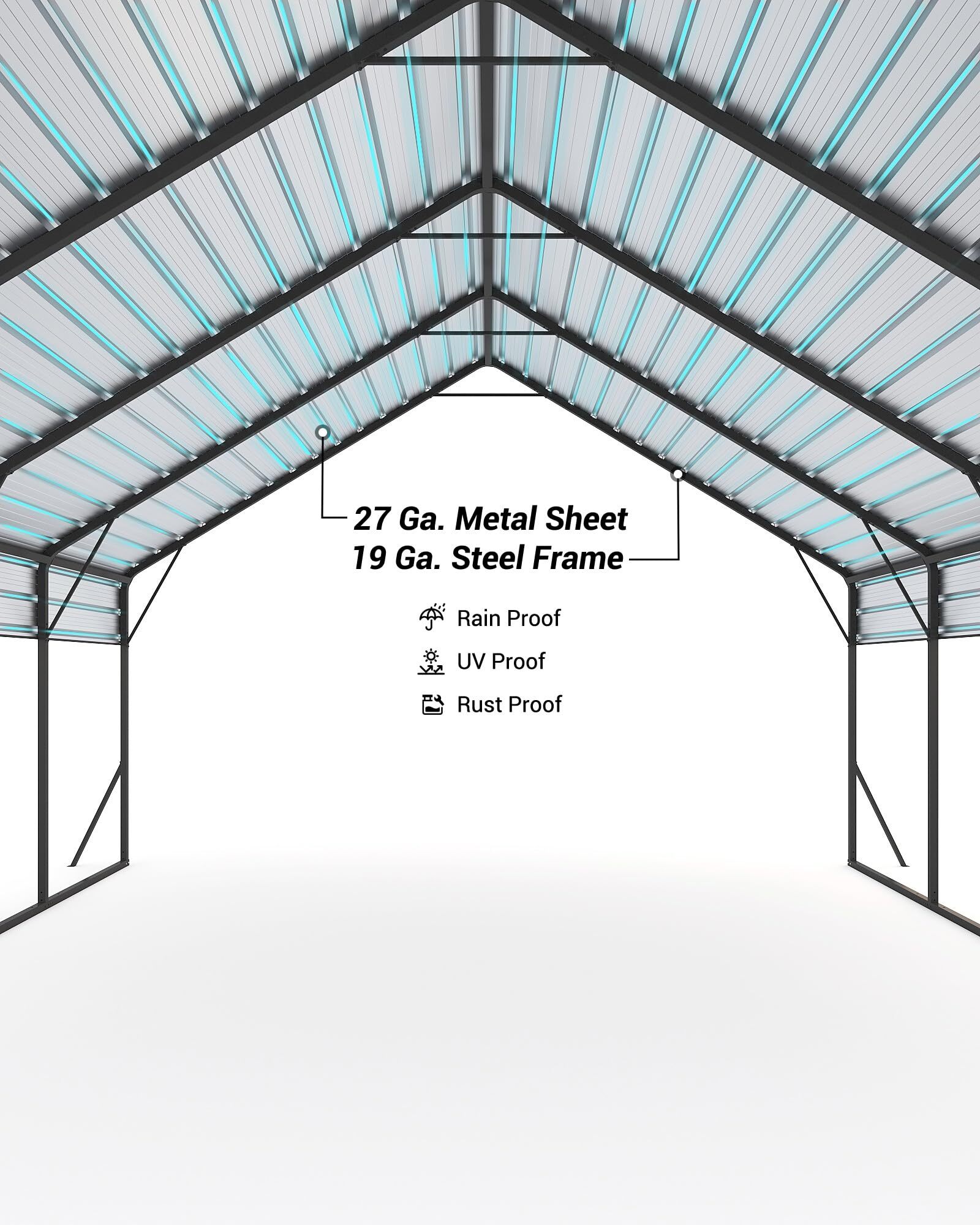COBIZI 10x20 Heavy-Duty Metal Carport, Outdoor Metal Carport Kit ...