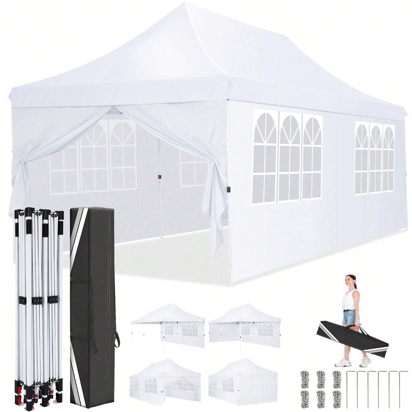 Homestock Rococo Radiance 10X20 Feet Pop-Up Canopy Tent, 6-Leg, 1 1/4 ...