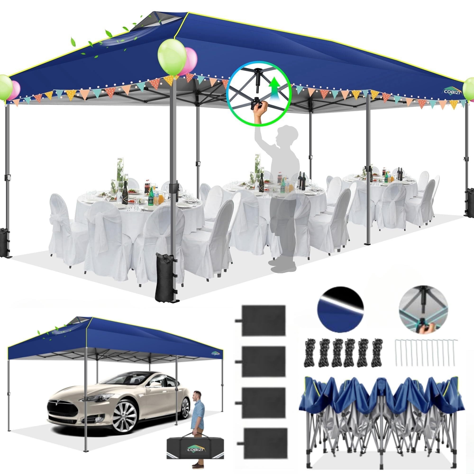 COBIZI 10x20 Pop up Canopy Tent Easy up Canopy for Outside Instant ...
