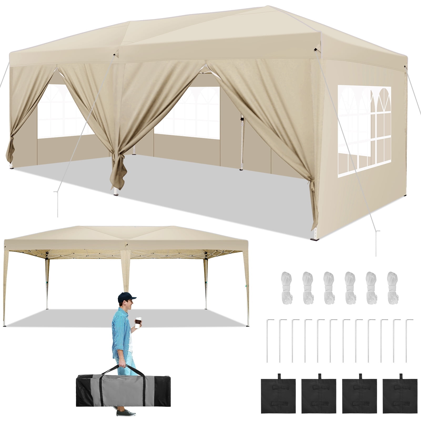 COBIZI 10x20 Pop up Canopy Tent for Parties, Easy up Outdoor Gazebo ...