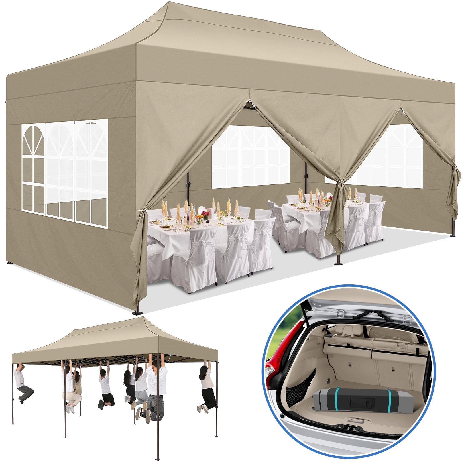 COBIZI 10x20 Pop Up Canopy Tent Heavy Duty with 6 Removable Sidewalls ...