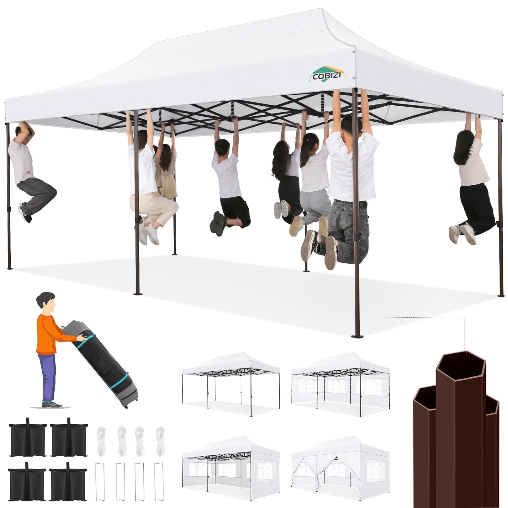 HOTEEL 10x20 Heavy Duty Canopy Tent with 6 Removable Sidewalls,Pop up ...