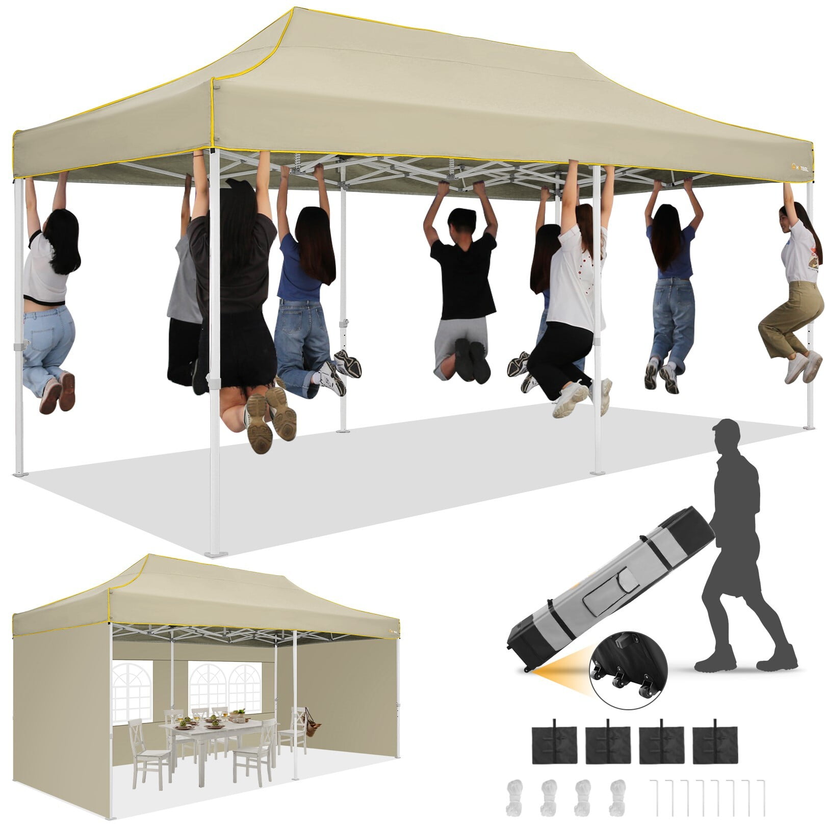 COBIZI 10x20 Pop-up Canopy Tent, Heavy Duty with 4 Waterproof Sidewalls ...