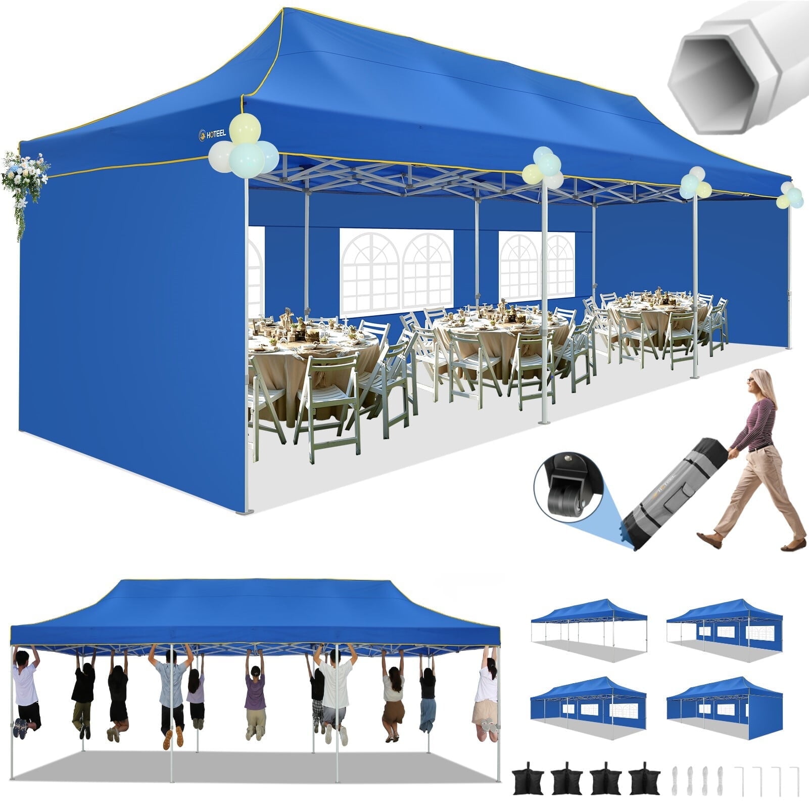 COBIZI 10x30 Heavy Duty Pop up Canopy Tent with 5 Waterproof Walls, UPF ...