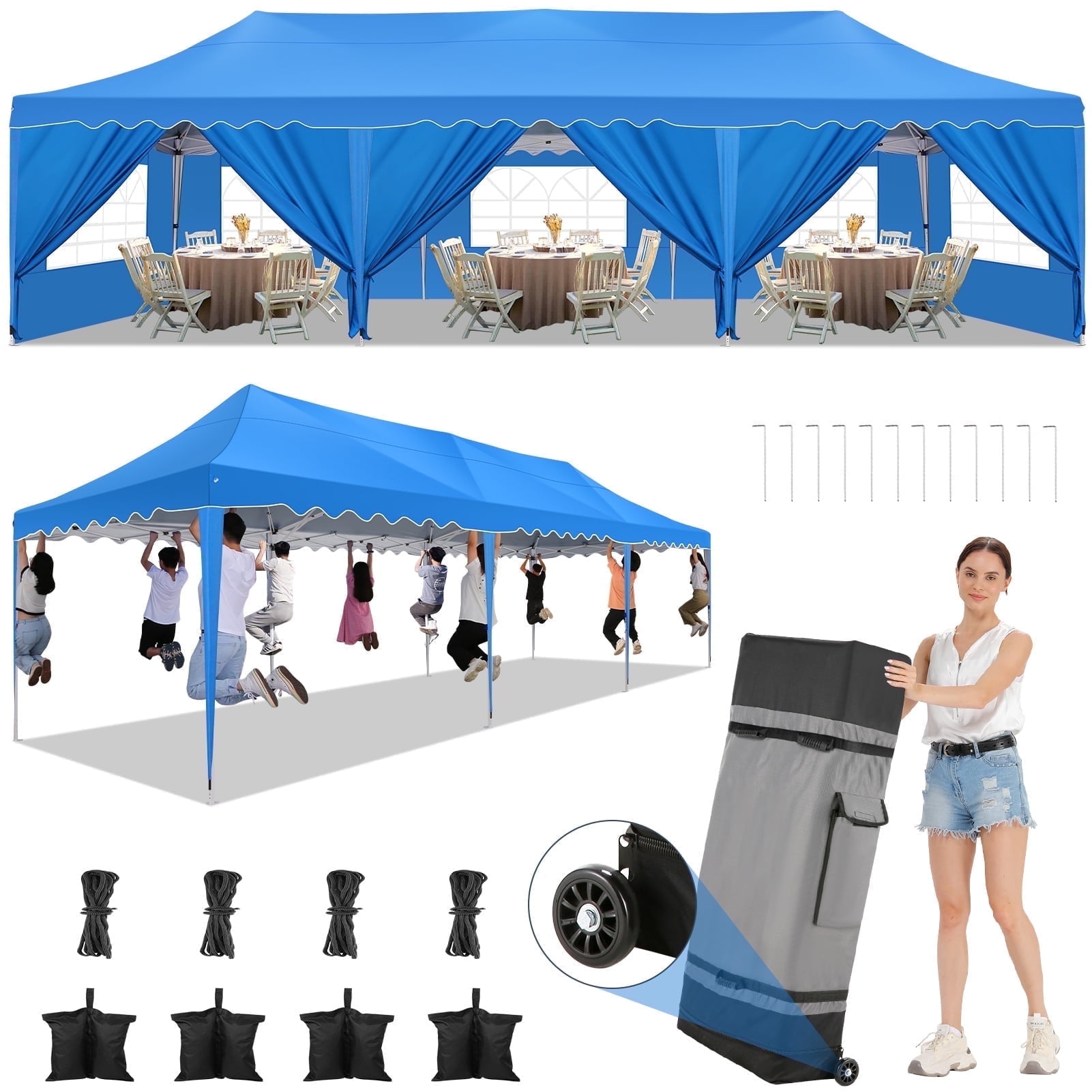 Cobizi Big 10x30 Heavy-Duty Pop-up Canopy Tent with Waterproof Walls ...
