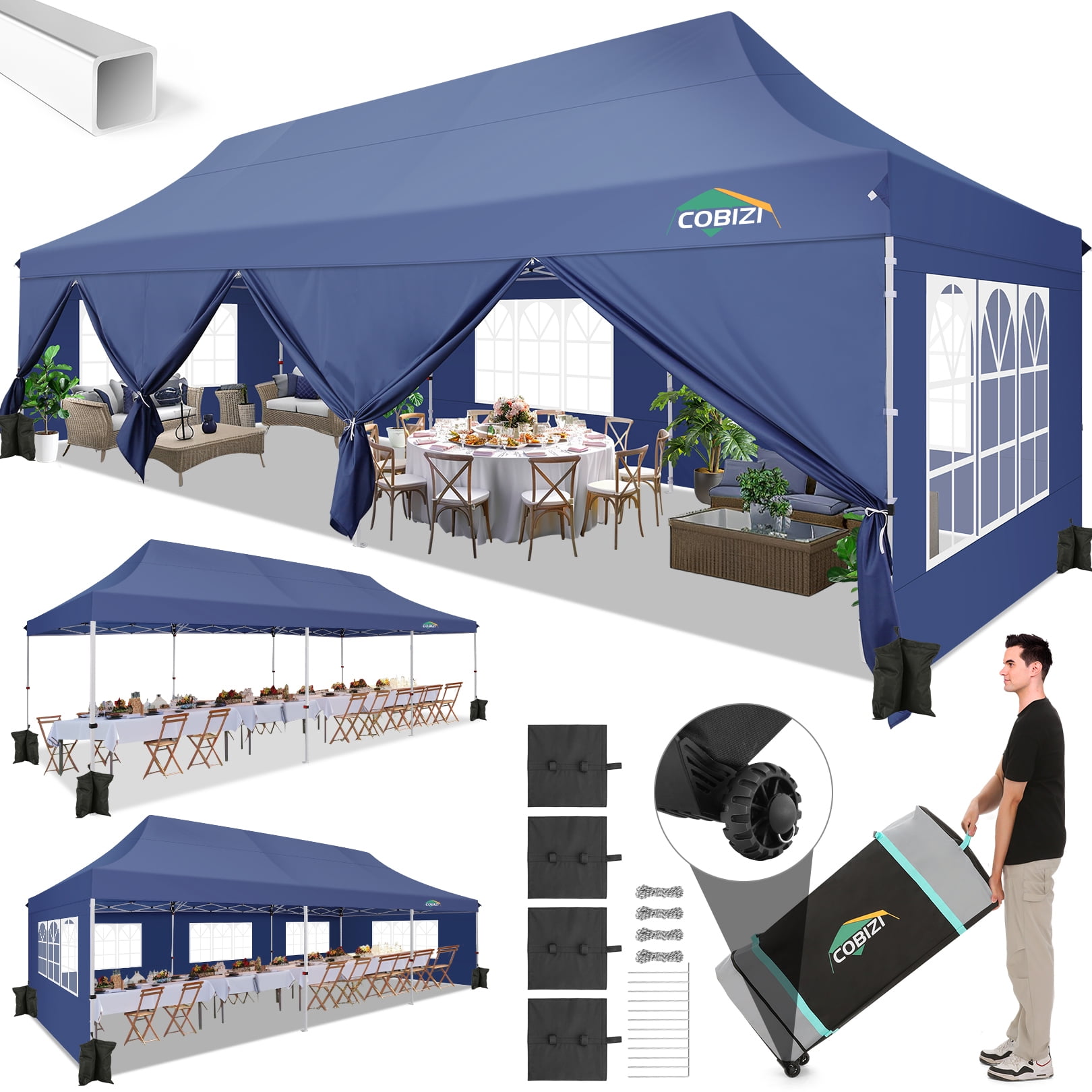 COBIZI 10x30 Pop-up Canopy Outdoor Wedding Party Tent Patio Gazebo ...