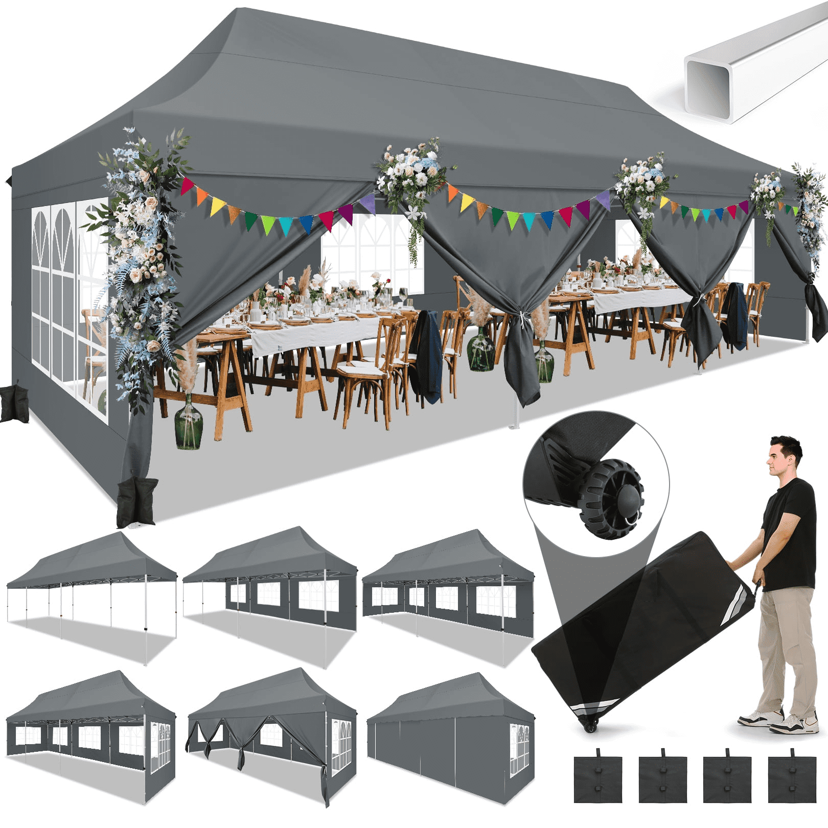 COBIZI 10x30 Pop-up Canopy Outdoor Wedding Party Tent Patio Gazebo ...