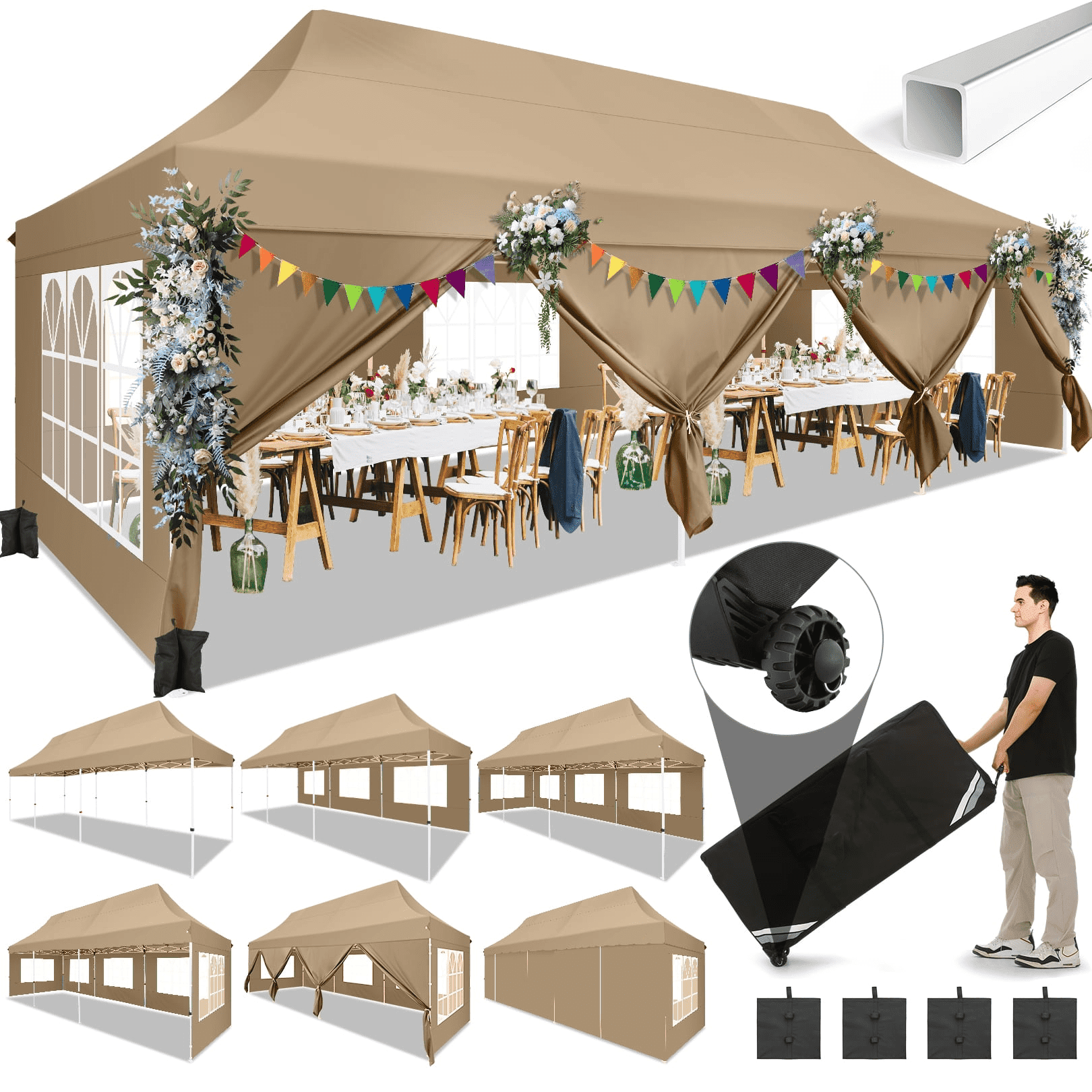 COBIZI 10x30 Pop-up Canopy Outdoor Wedding Party Tent Patio Gazebo ...