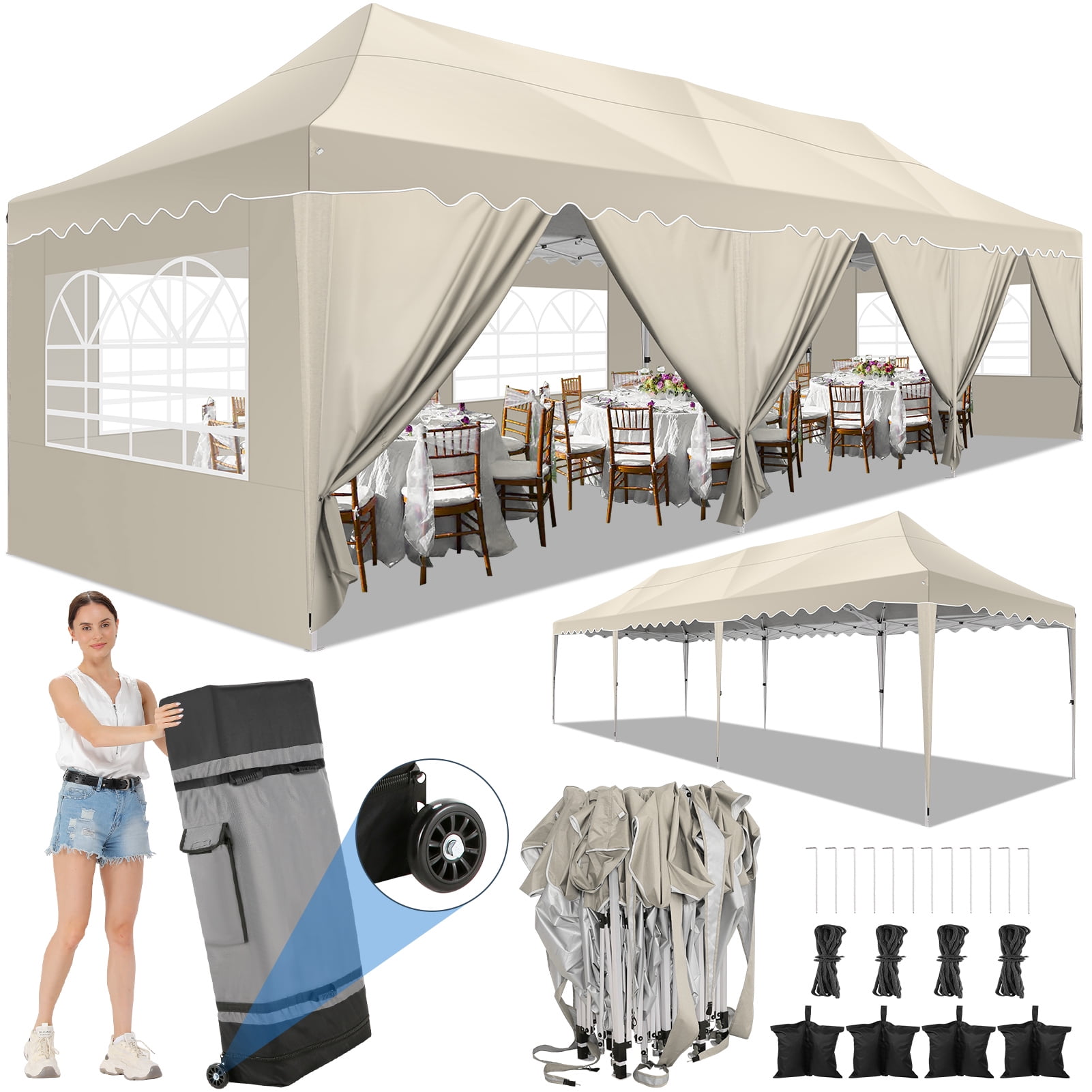COBIZI 10x30 Pop-up Canopy Tent with 8 Sidewalls,UPF 50+ Windproof 2000 ...