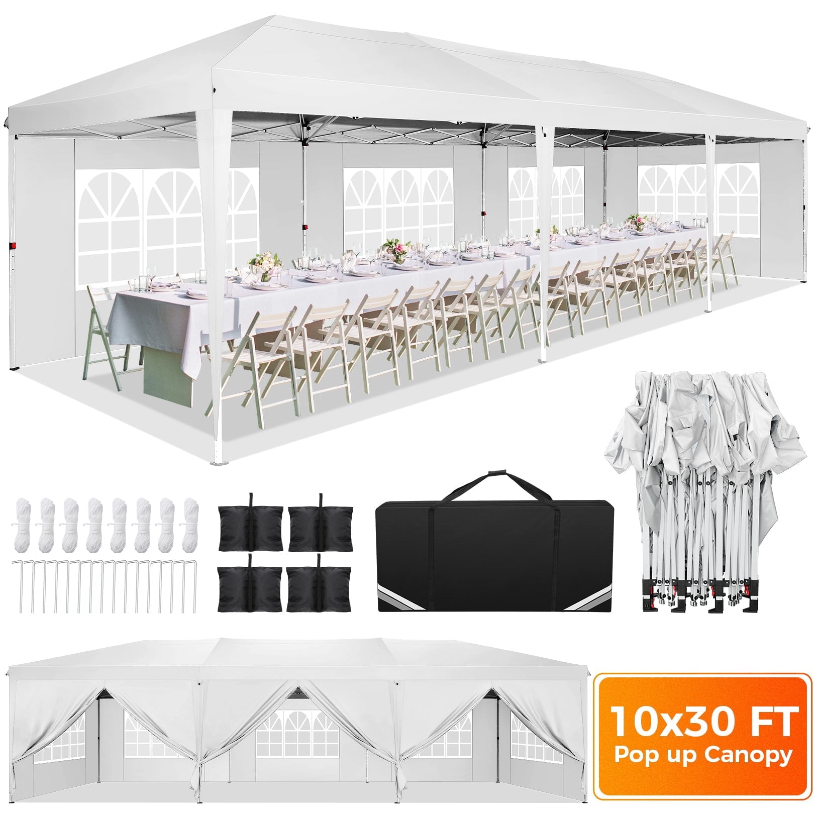 COBIZI 10x30 Pop up Canopy with Sidewalls Waterproof Canopy Tent for ...