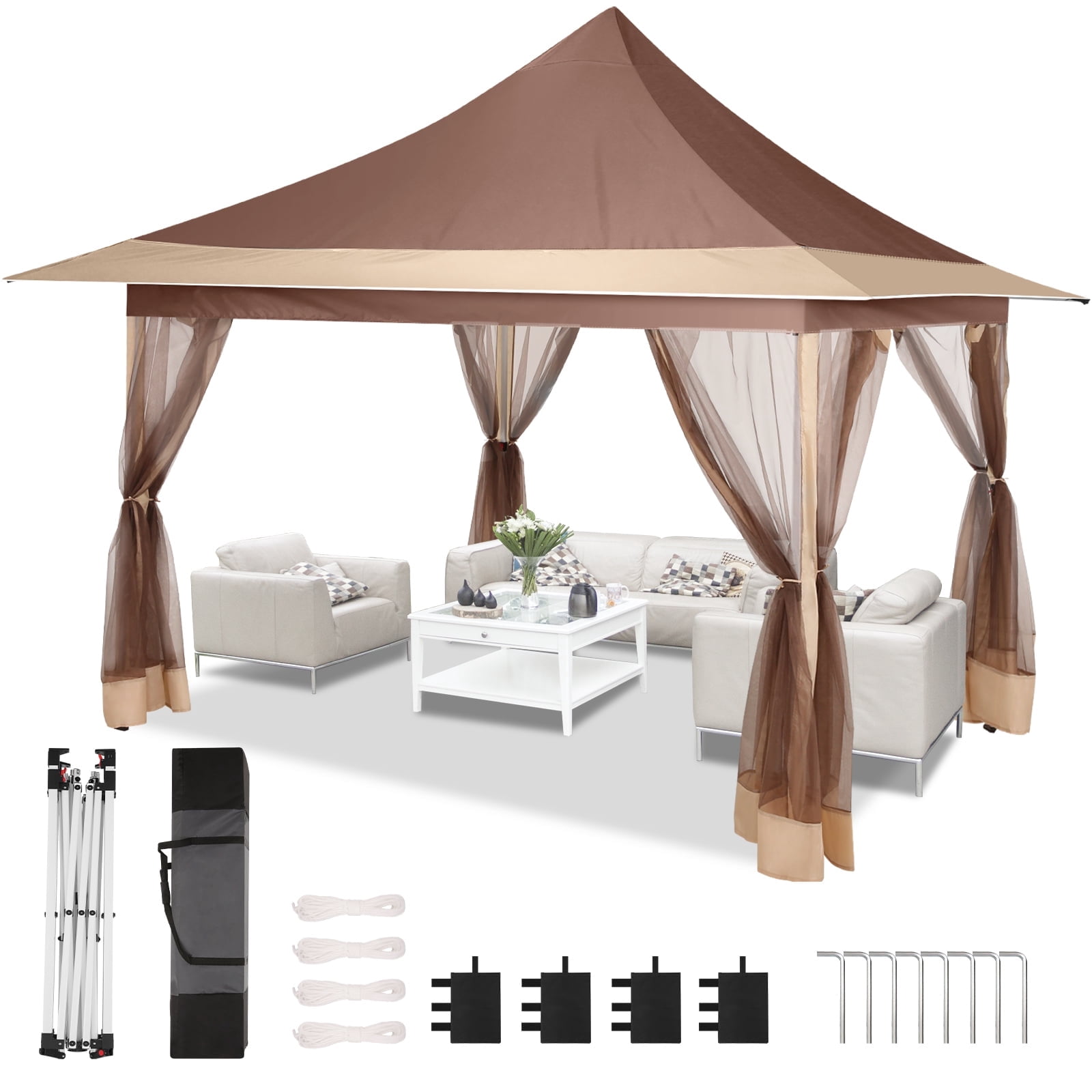 COBIZI 12x12 ft Outdoor Gazebo, Waterproof Patio Canopy with Mosquito ...