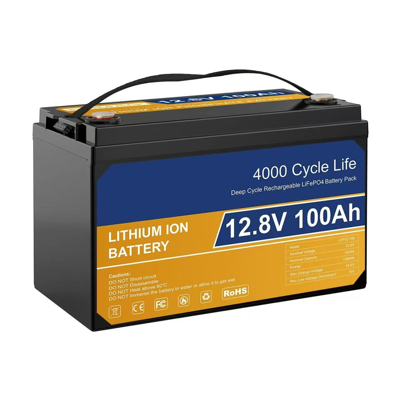 COBIZI 12.8V 100Ah LiFePO4 Lithium Battery - Premium 1280Wh Power ...