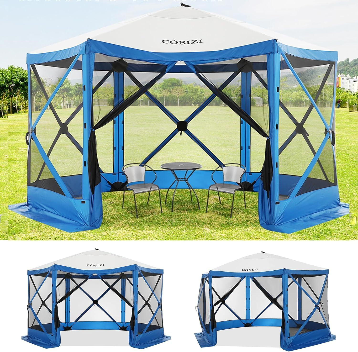COBIZI 12'x12' Portable Screen House Room, Easy Pop-up Gazebo Outdoor ...