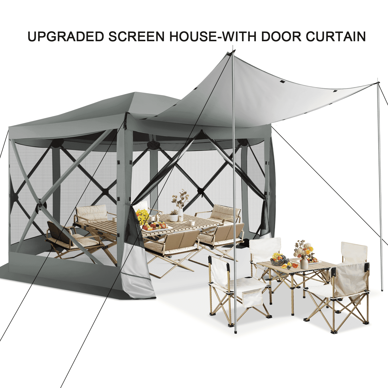 COBIZI 12x12 Pop up Gazebo 6-Sided Screen House Tent for Camping ...