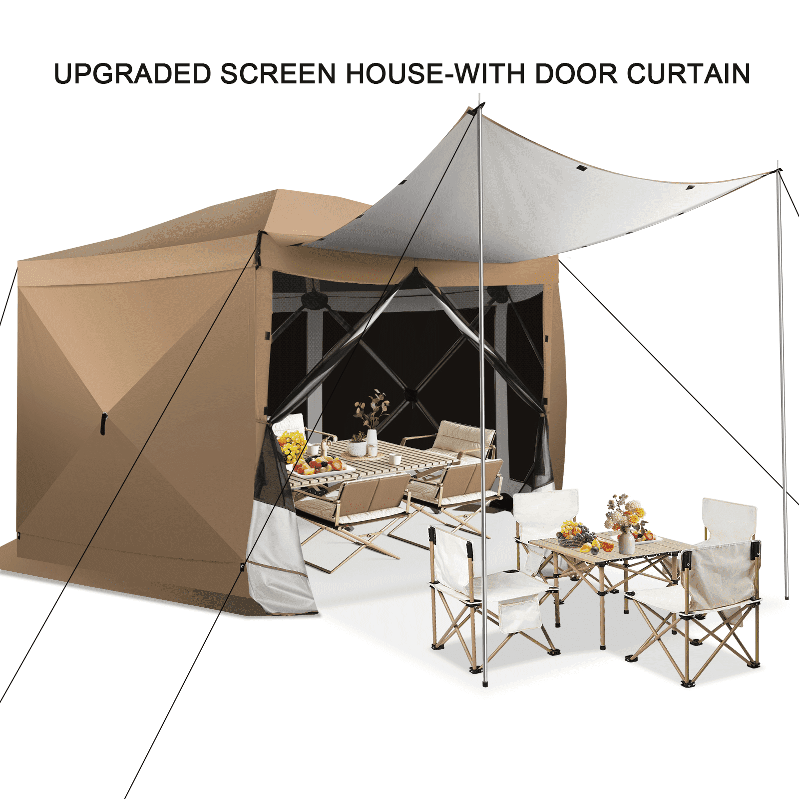 COBIZI 12x12ft Pop up Gazebo Screen House Tent for Camping, 6-Sided ...