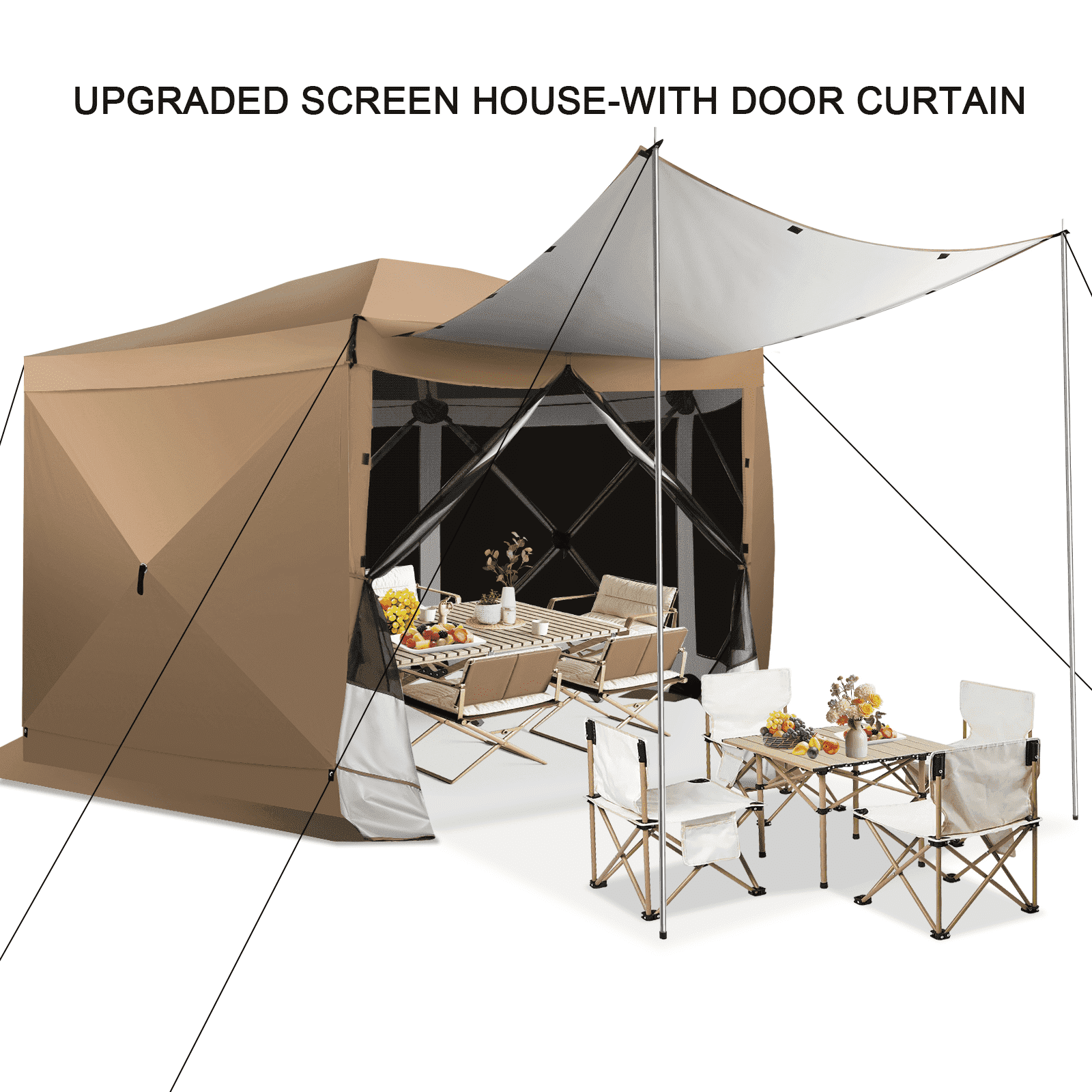 COBIZI 12x12ft Pop up Gazebo Screen House Tent for Camping, 6-Sided ...
