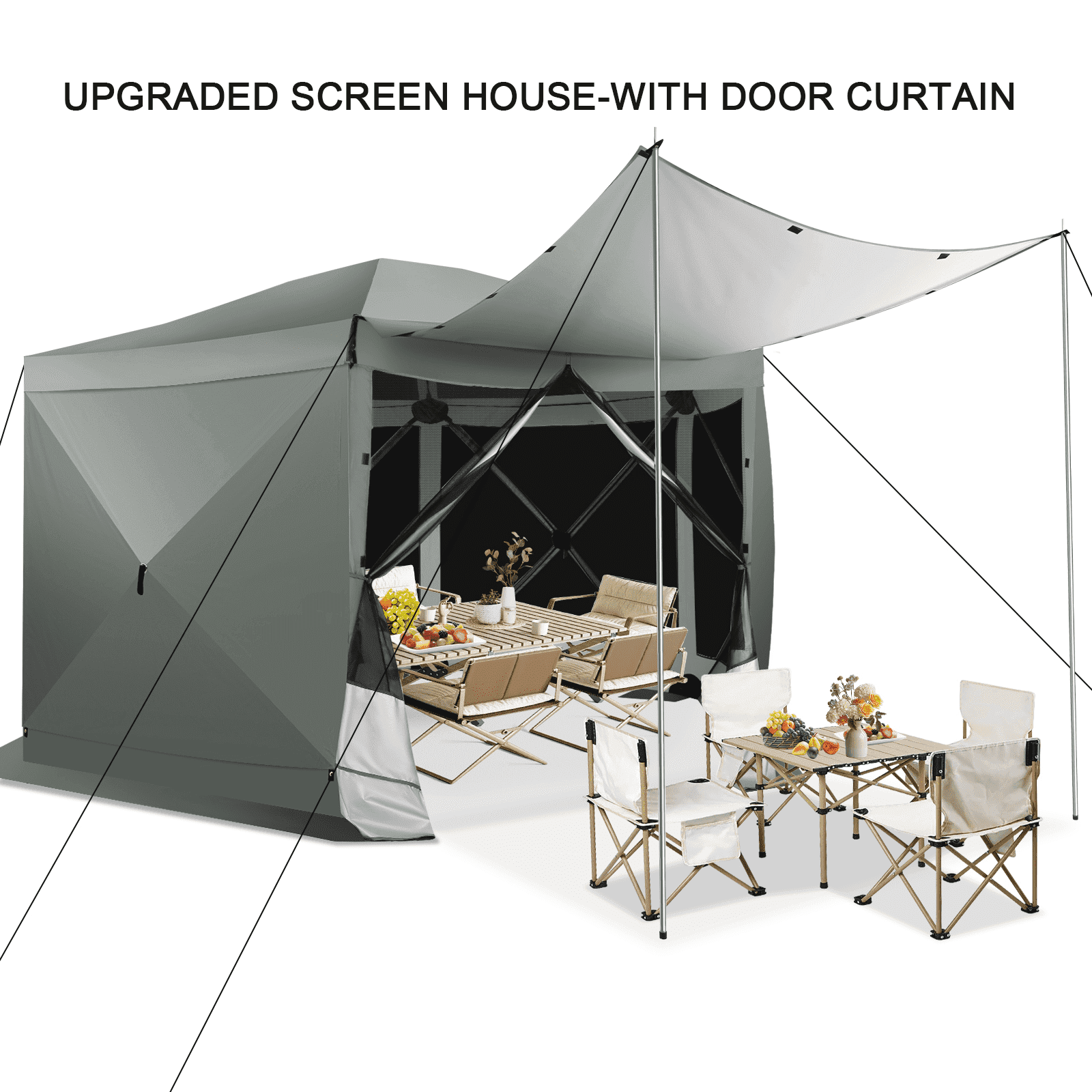 COBIZI 12x12ft Pop up Gazebo Screen House Tent for Camping, 6-Sided ...