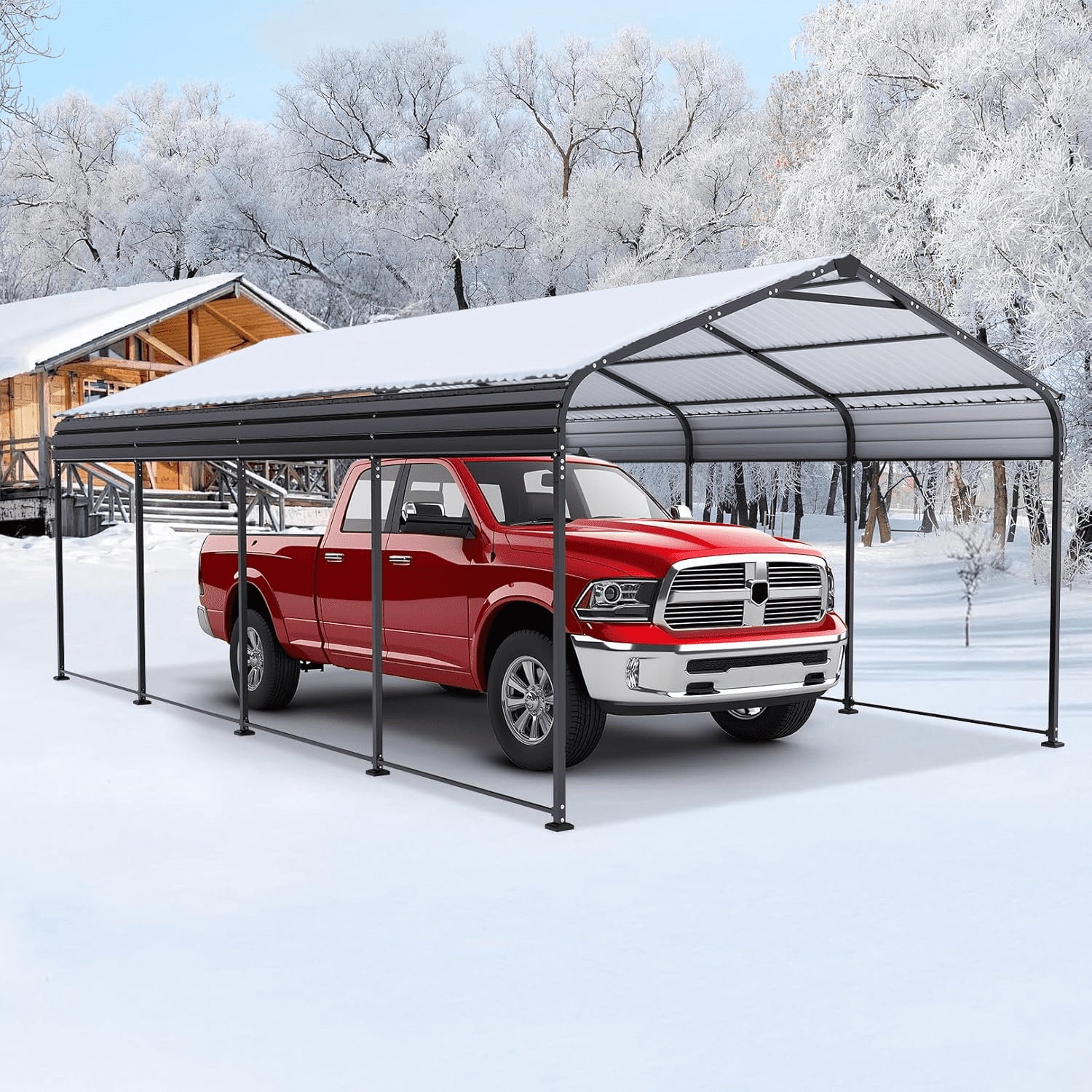COBIZI 12x20 Metal Carport Canopy with Galvanized Steel Frame & Roof ...