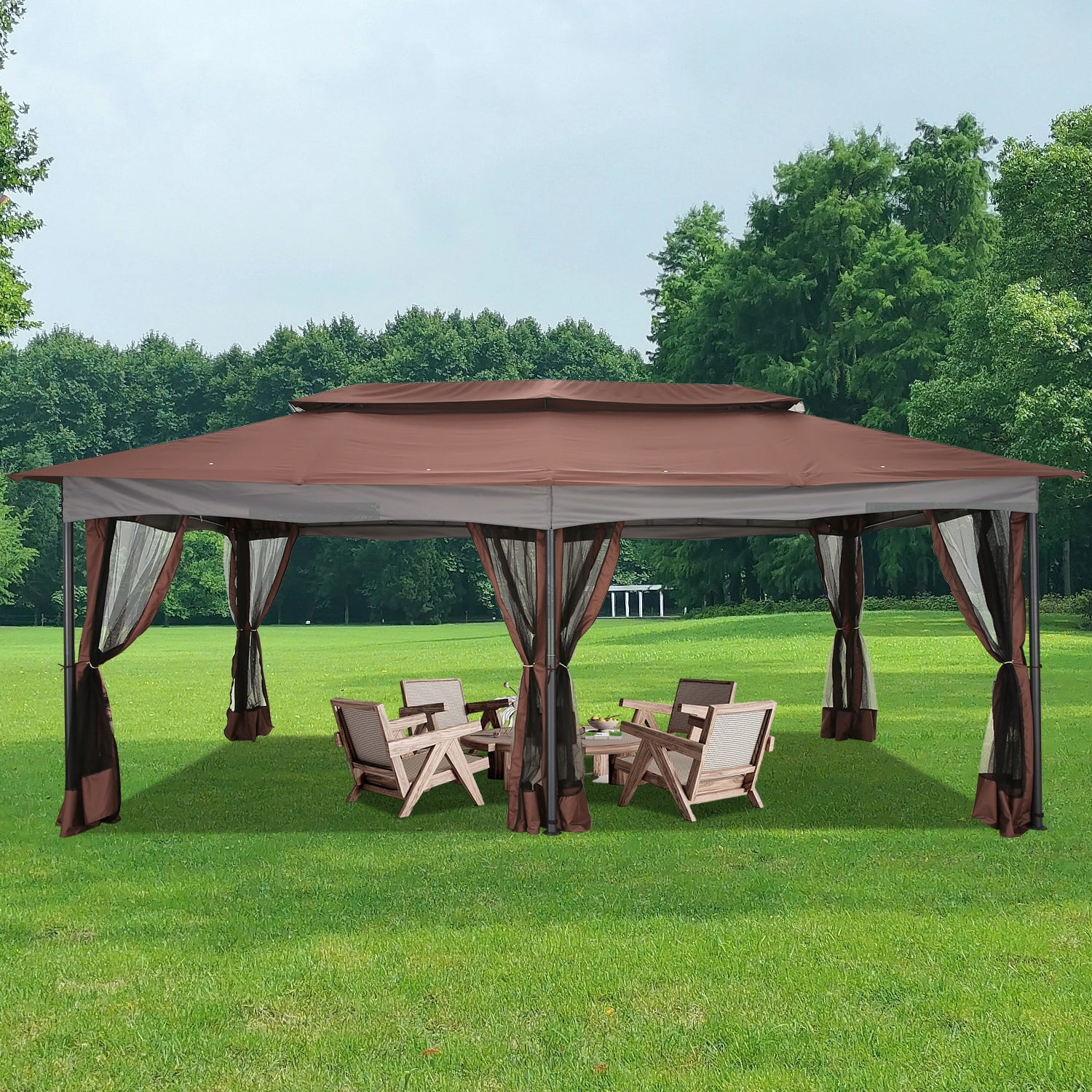 COBIZI 12x20 Outdoor Gazebo with Mosquito Netting Large Backyard Gazebo ...