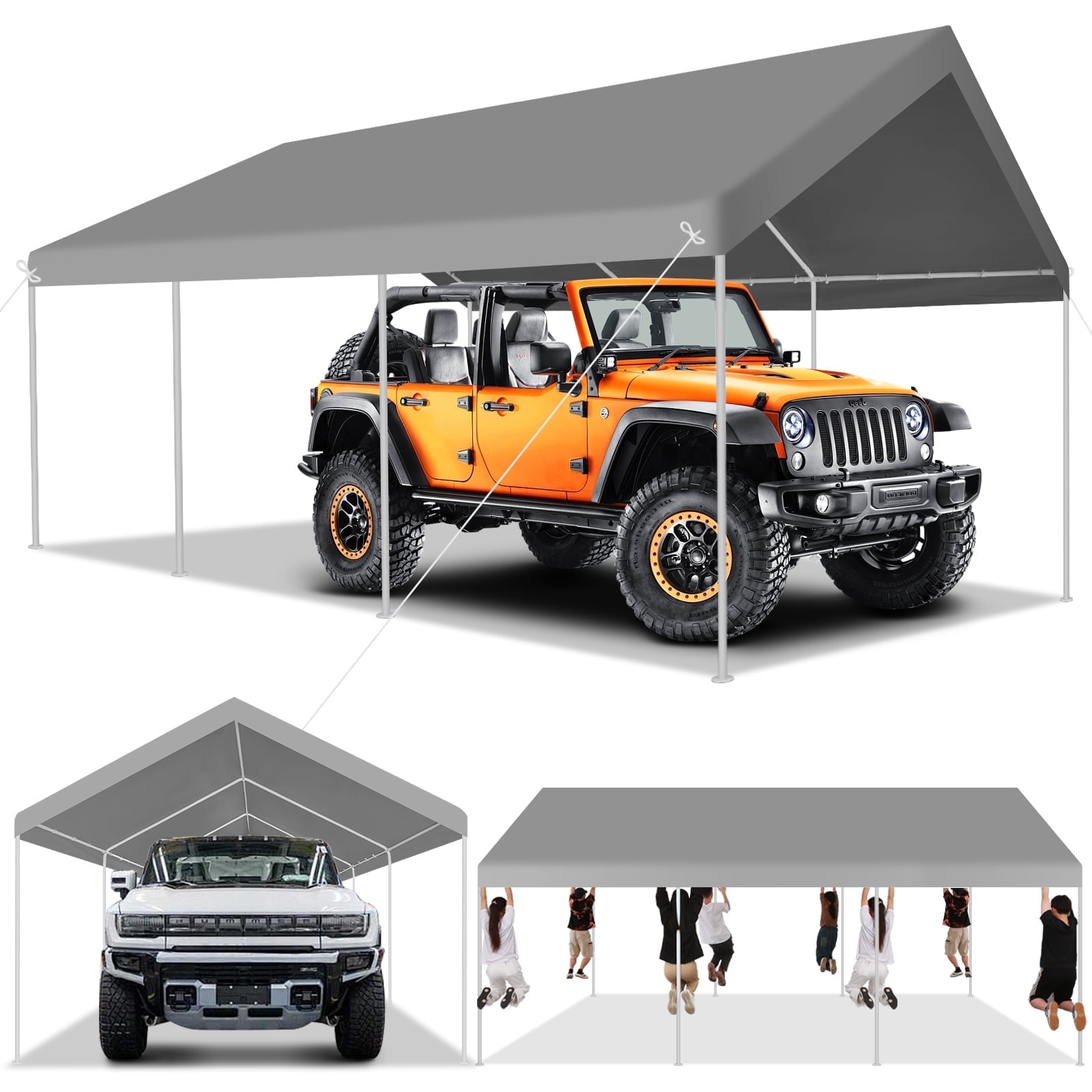 COBIZI 12x20ft Carport Heavy Duty, Portable Car Garage with Built-in ...