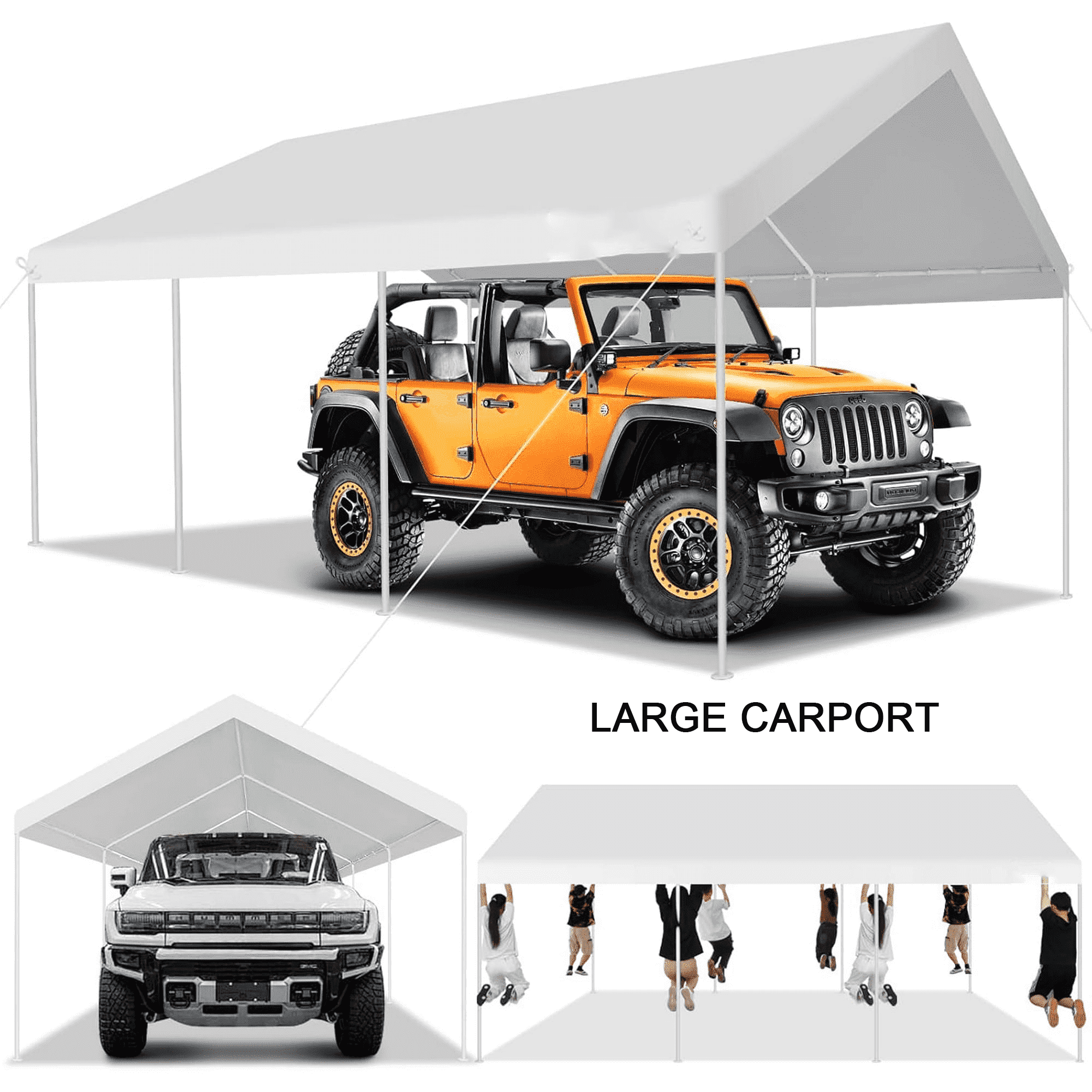 COBIZI 12x20ft Carport Heavy Duty, Portable Car Garage with Built-in ...