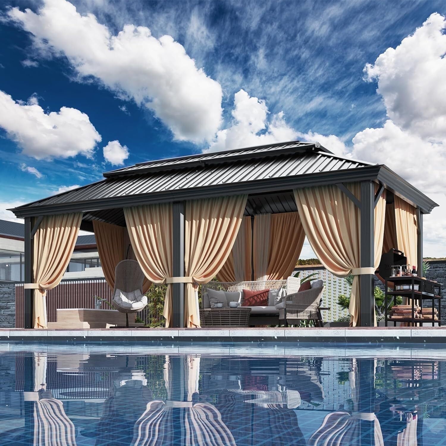 COBIZI 12x20ft Hardtop Gazebo Galvanized Steel Double Roof Permanent ...